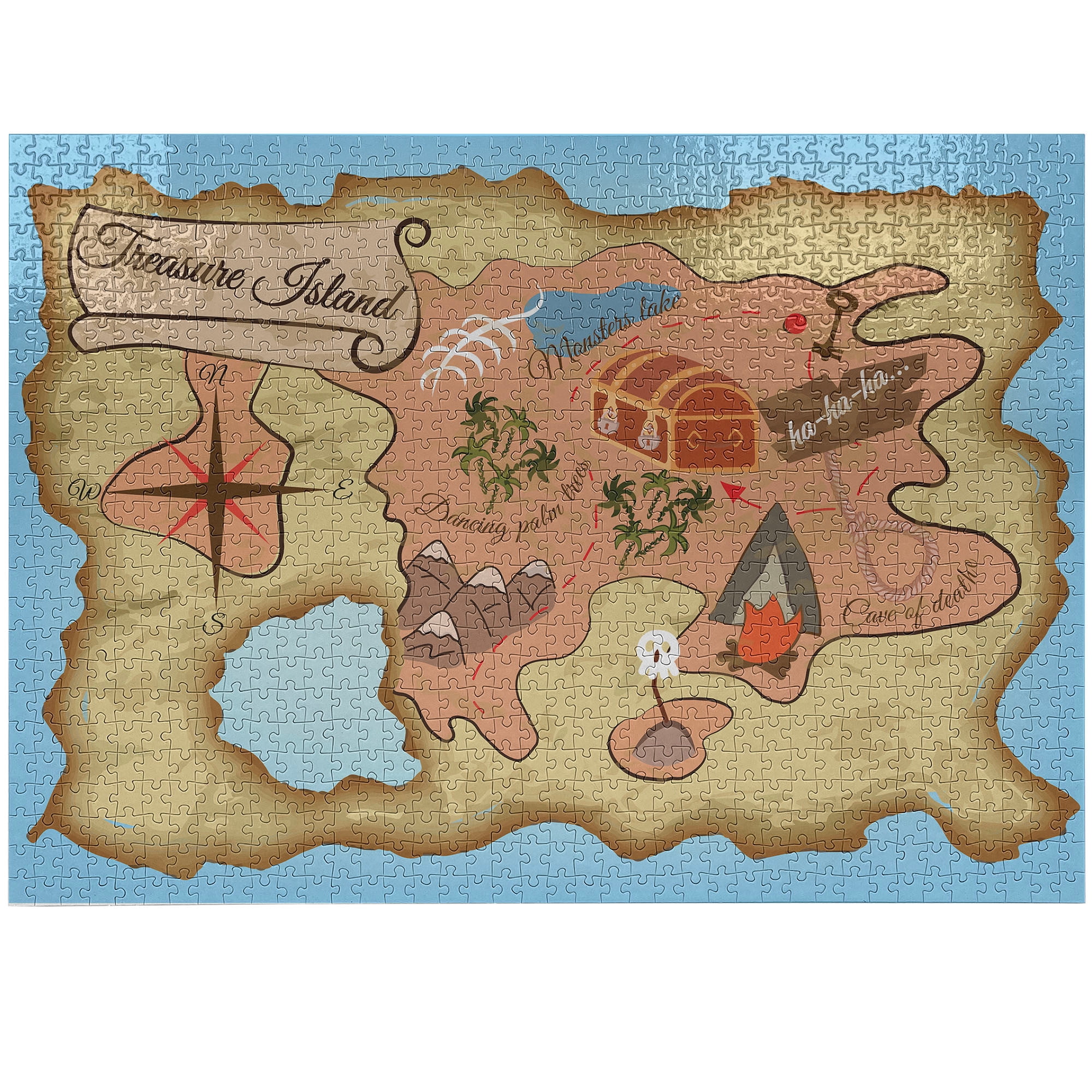 Ambesonne Cartoon Jigsaw Puzzle Durable Cardboard, Treasure Map ...