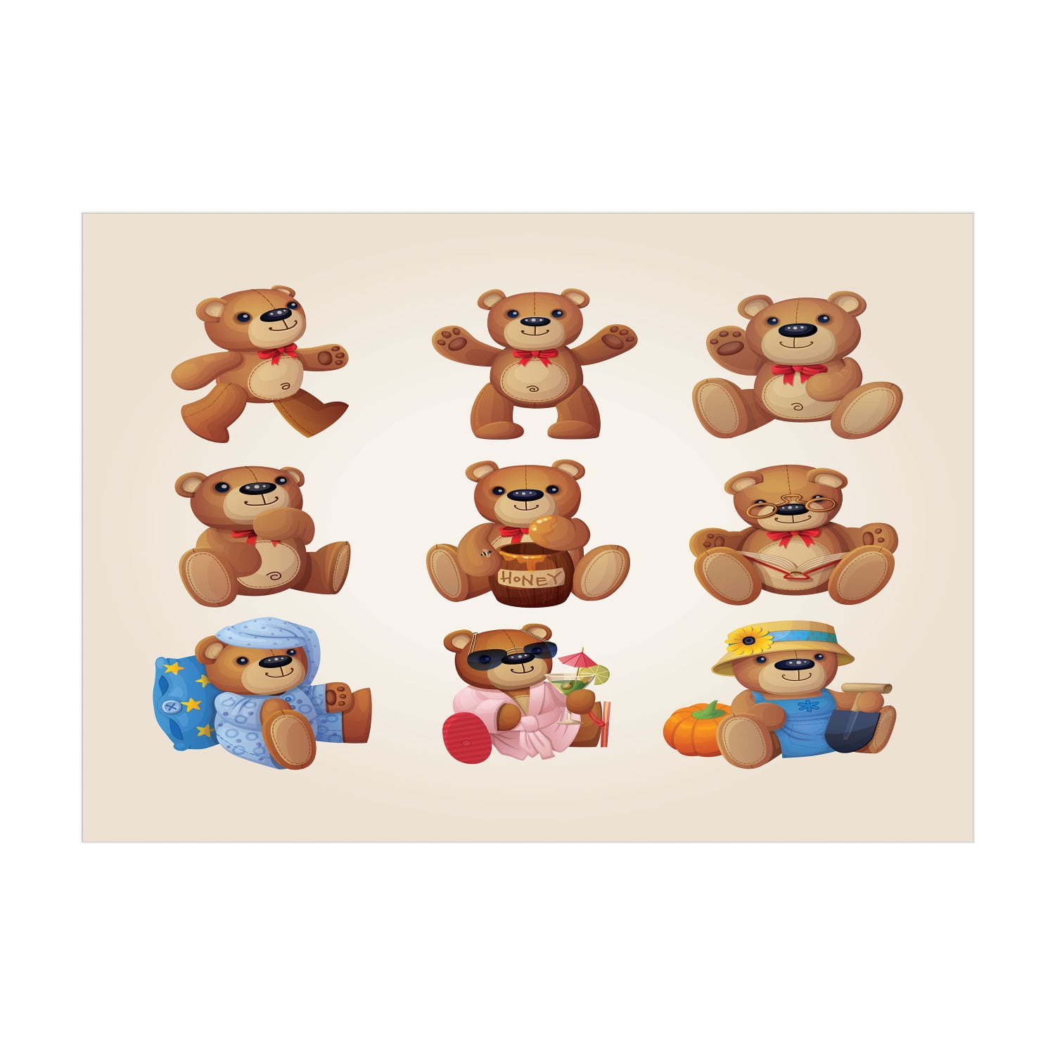 Ambesonne Cartoon Jigsaw Puzzle, Teddy Bear Design, Heirloom-Quality ...