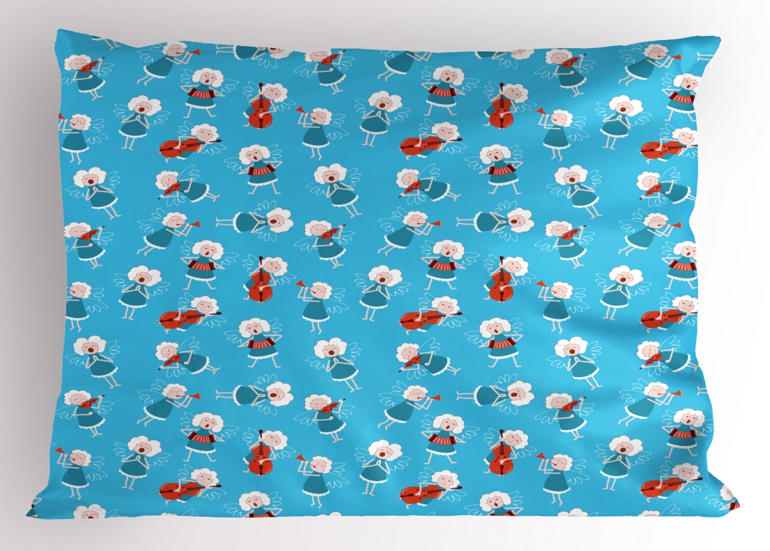 Ambesonne Cartoon Pillow Sham, Music Instruments Fantasy, 26" X 20 ...