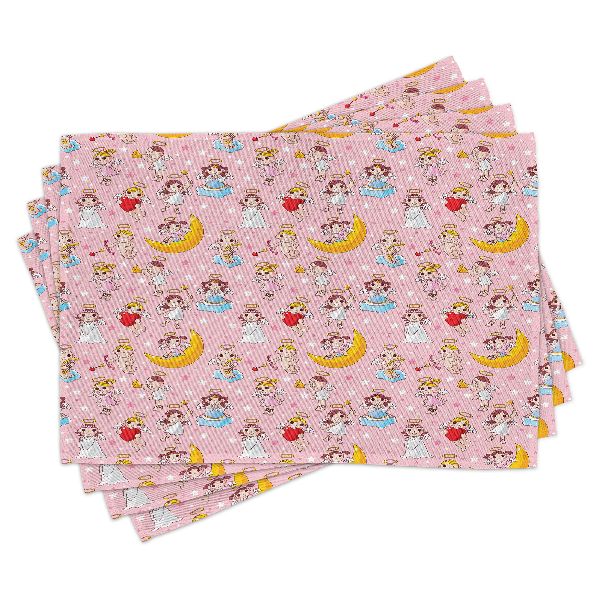 Ambesonne Cartoon Place Mats Set of 4, Fairies Music Cheerful Art ...