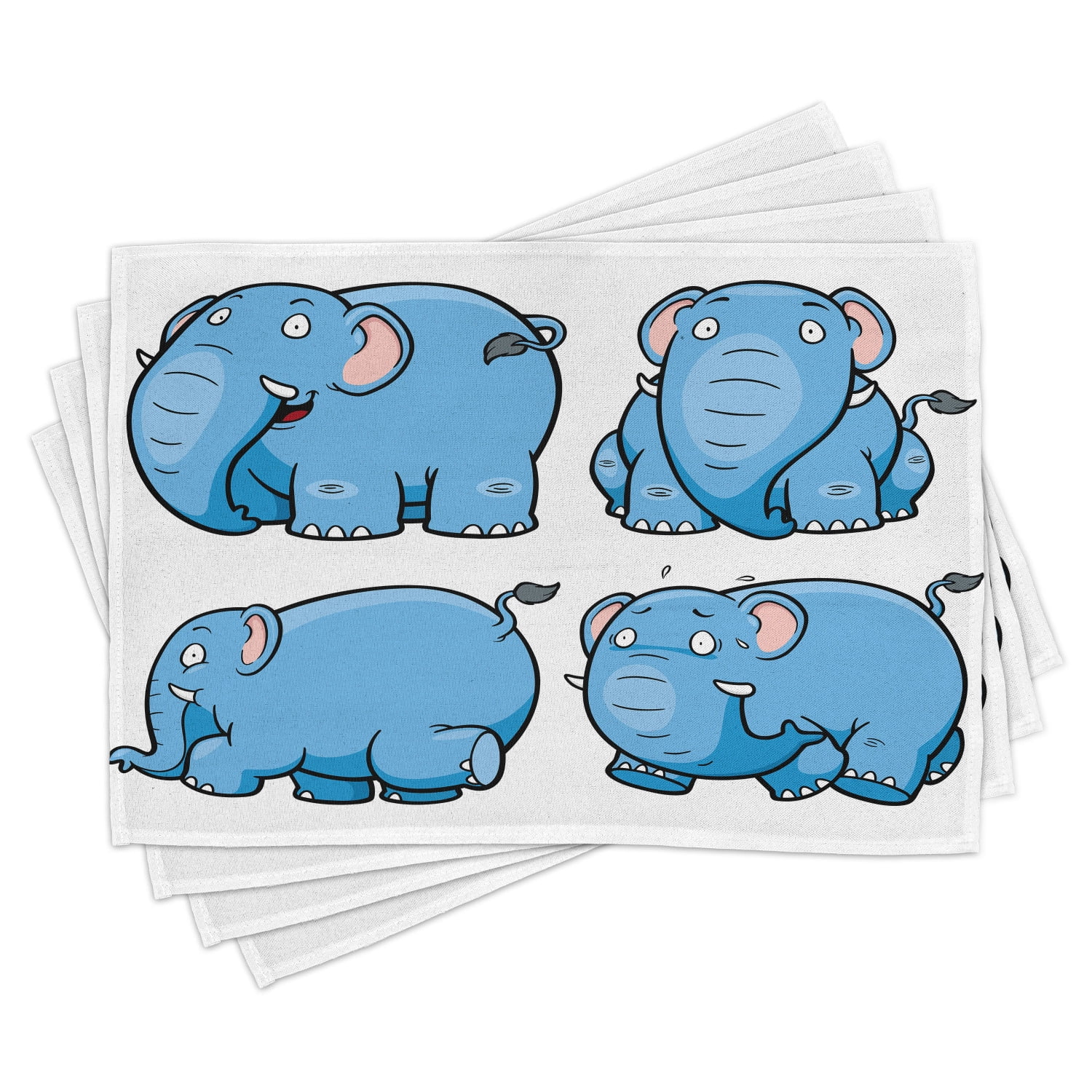 Ambesonne Cartoon Place Mats Set of 4, Funny Motifs, Standard Size ...