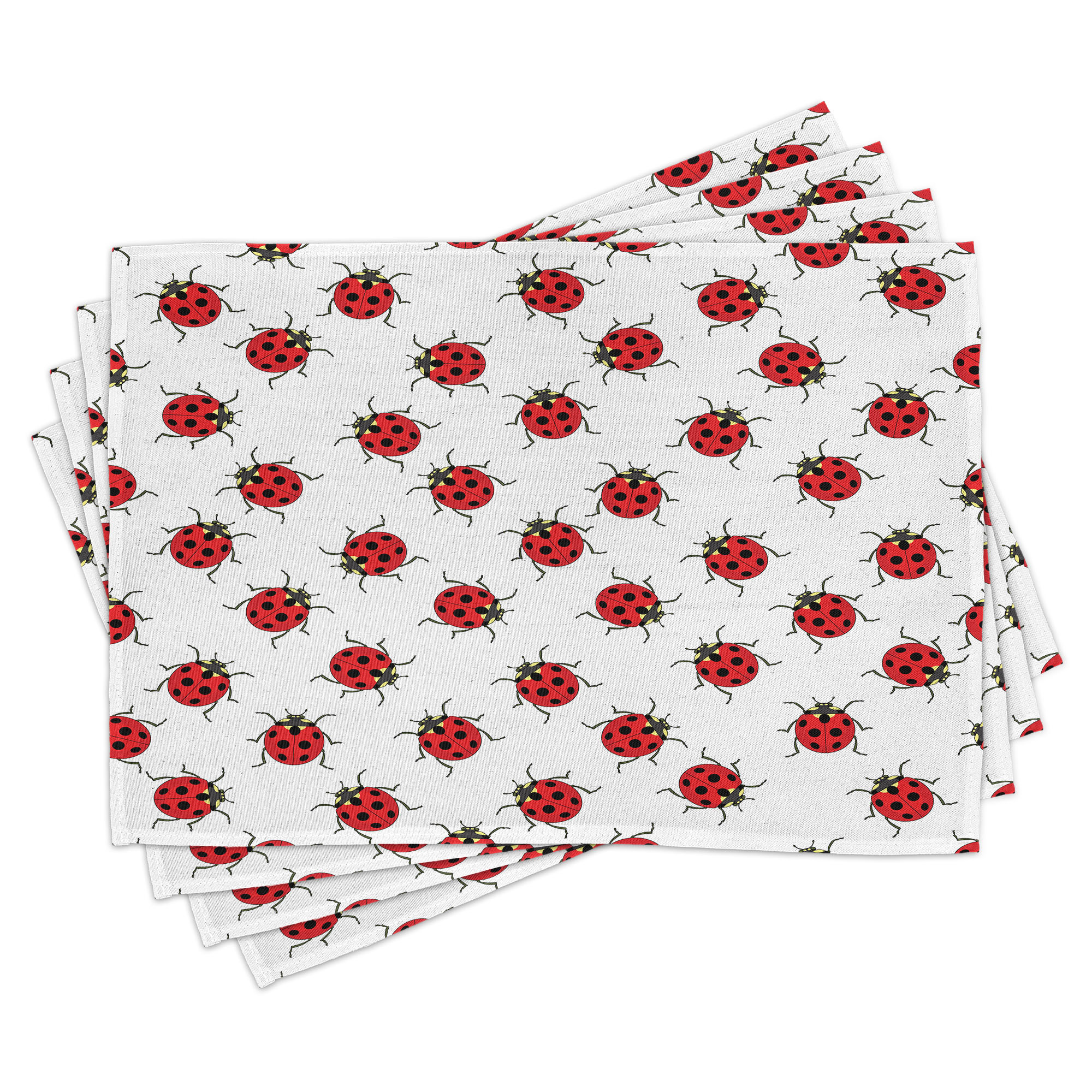 Ambesonne Cartoon Place Mats Set of 4, Ladybugs Funny Art Pattern ...
