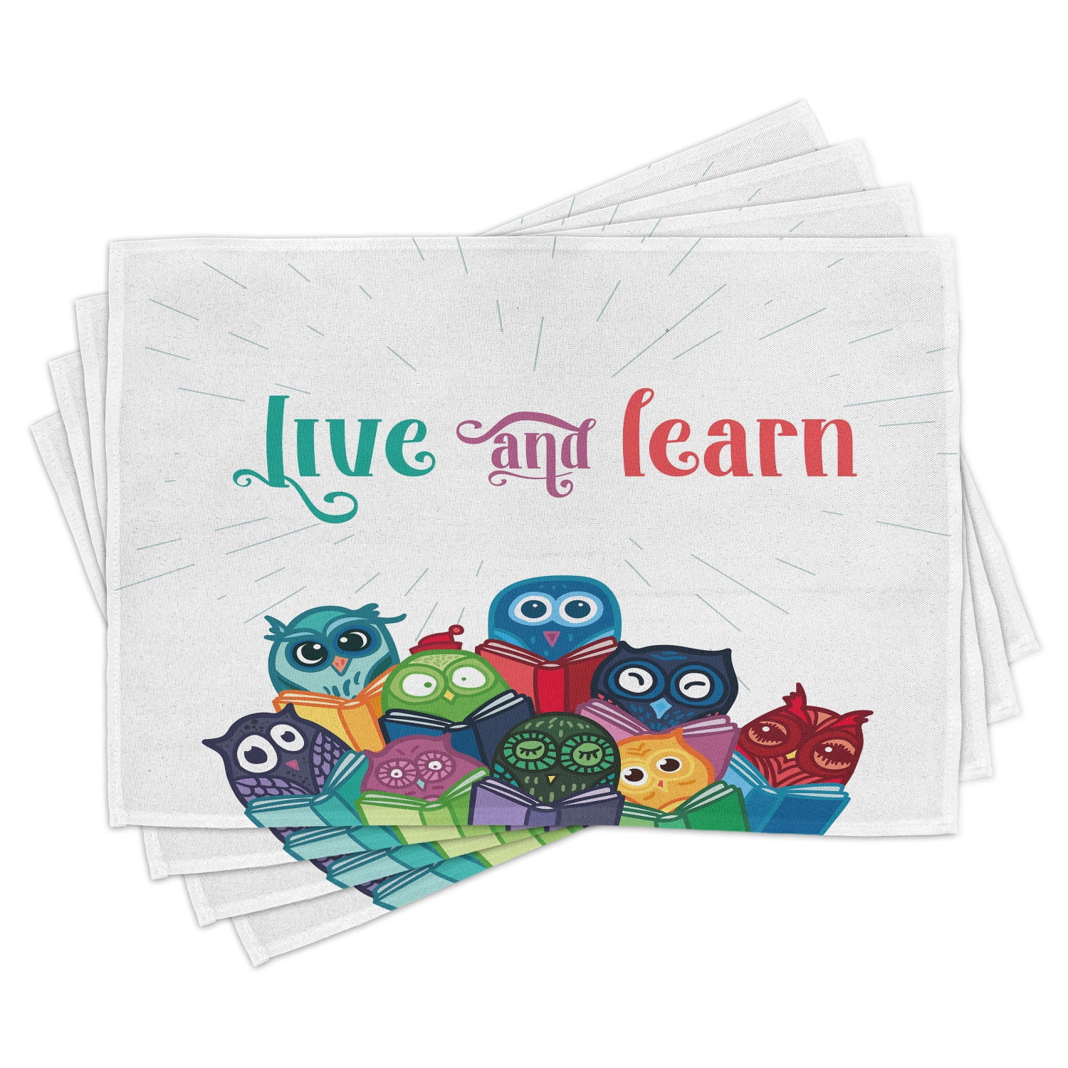 Ambesonne Cartoon Place Mats Set of 4, Like Owls Style, Standard Size ...
