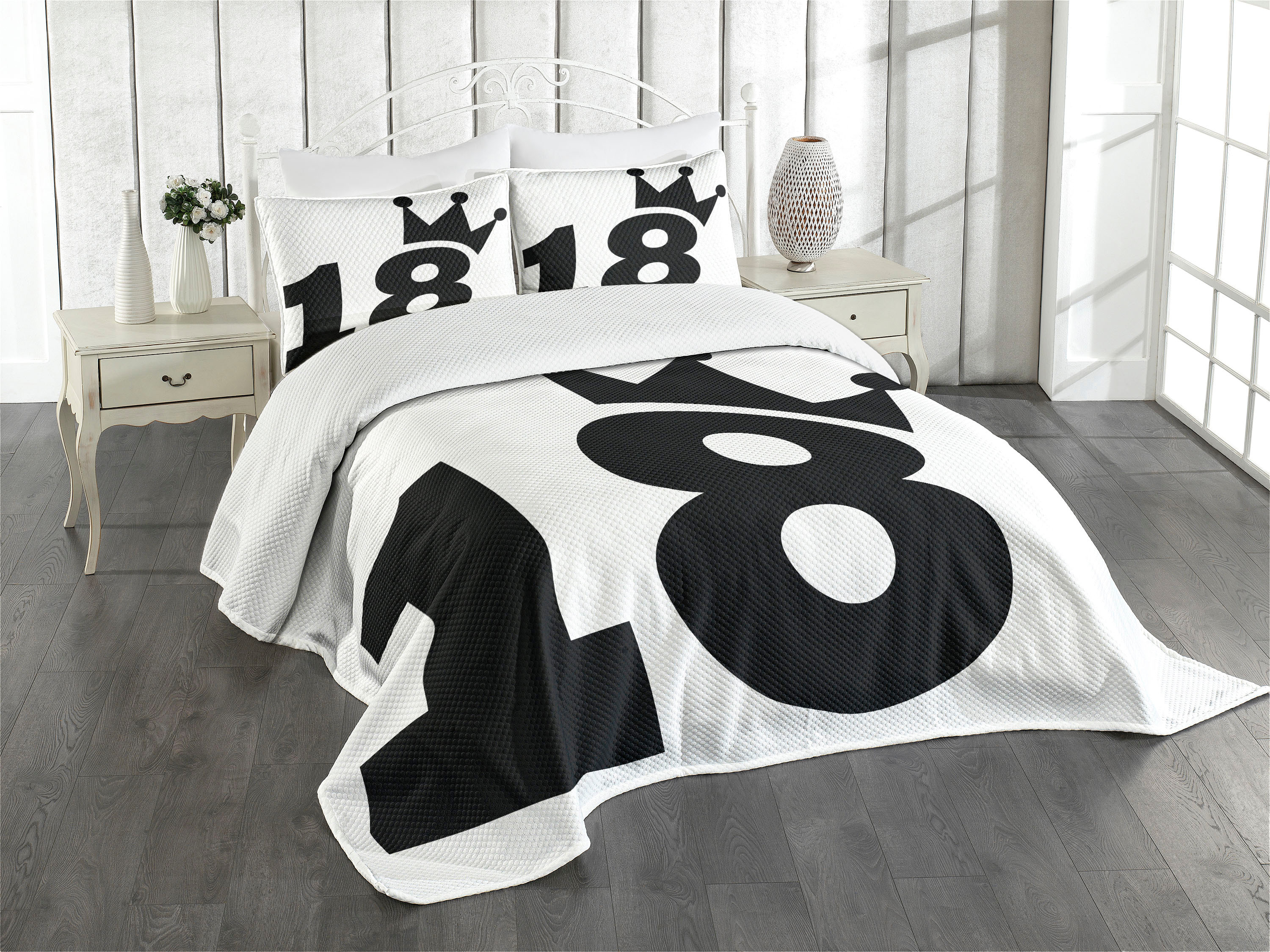 Ambesonne Cartoon Quilted Bedspread Set 3 Pcs, Jersey Seem Bold 18 ...