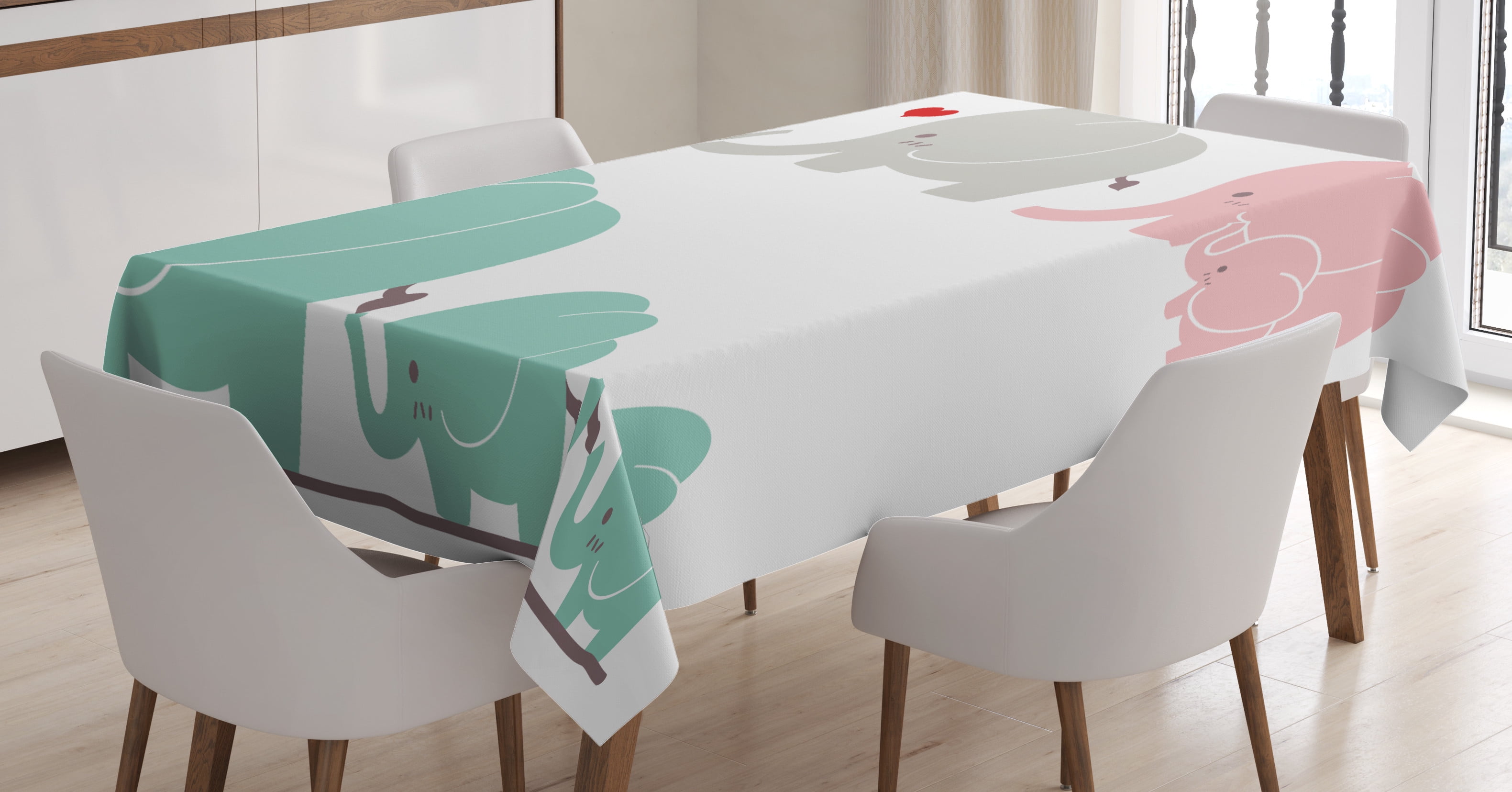 Ambesonne Cartoon Tablecloth Rectangular Table Cover, Family Love Theme ...