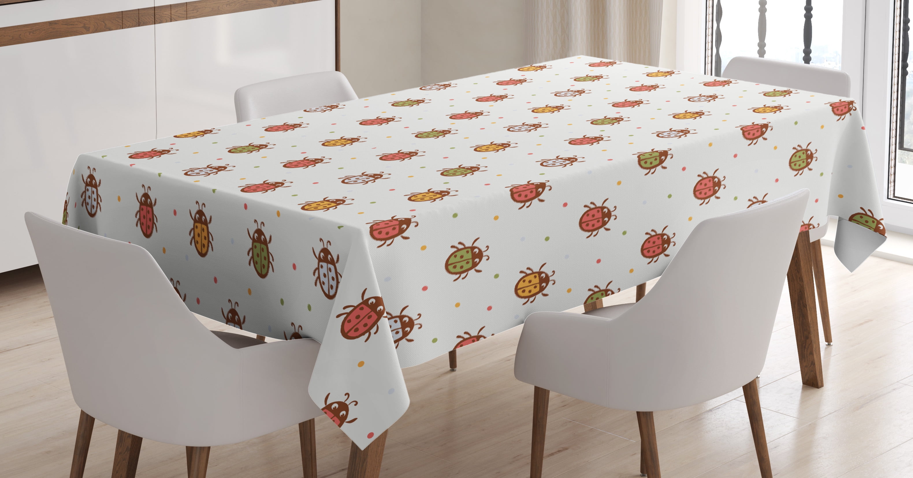 Ambesonne Cartoon Tablecloth Rectangular Table Cover, Pastel Colored ...