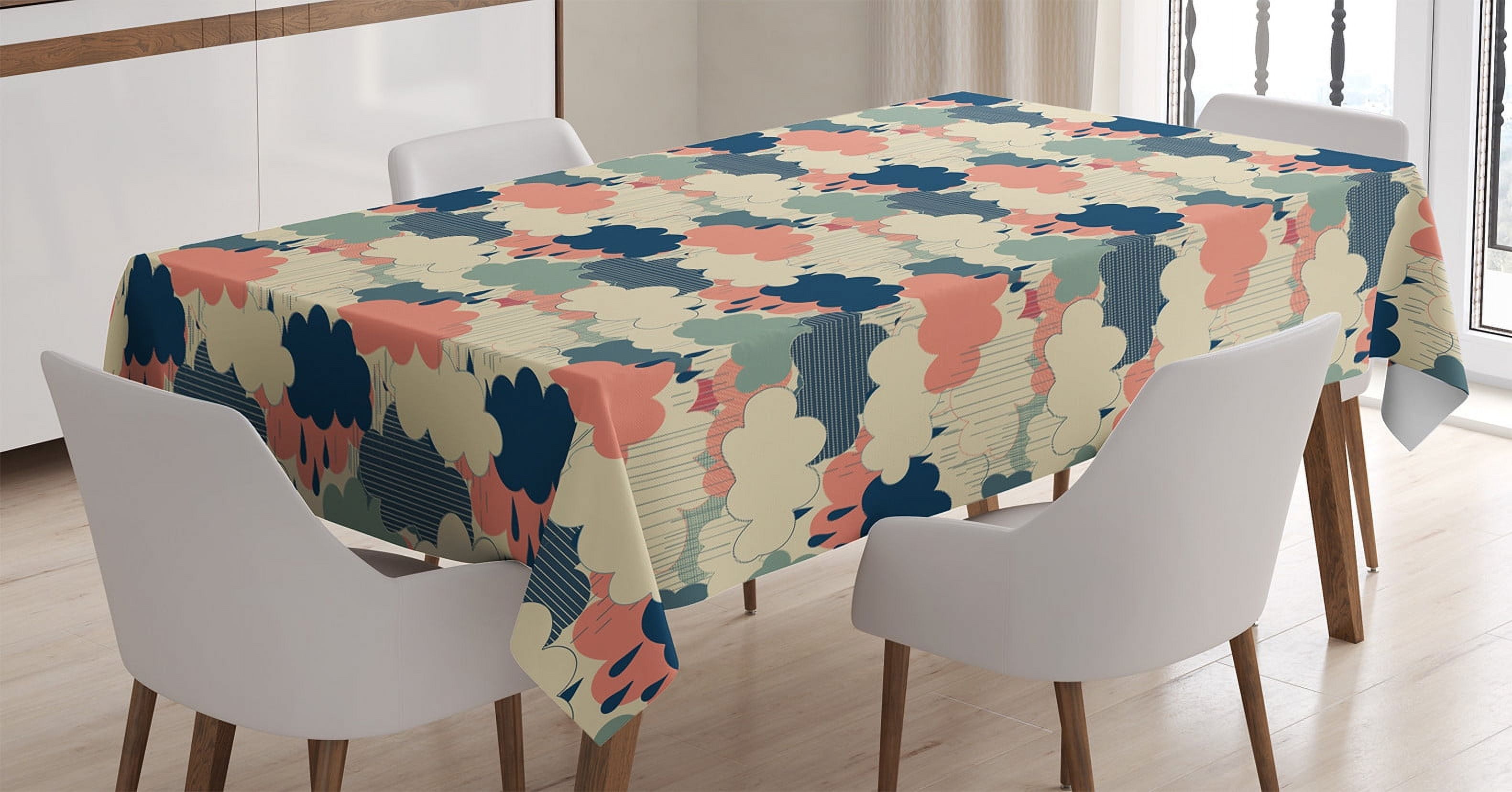Ambesonne Cartoon Tablecloth Rectangular Table Cover, Rain Colorful ...