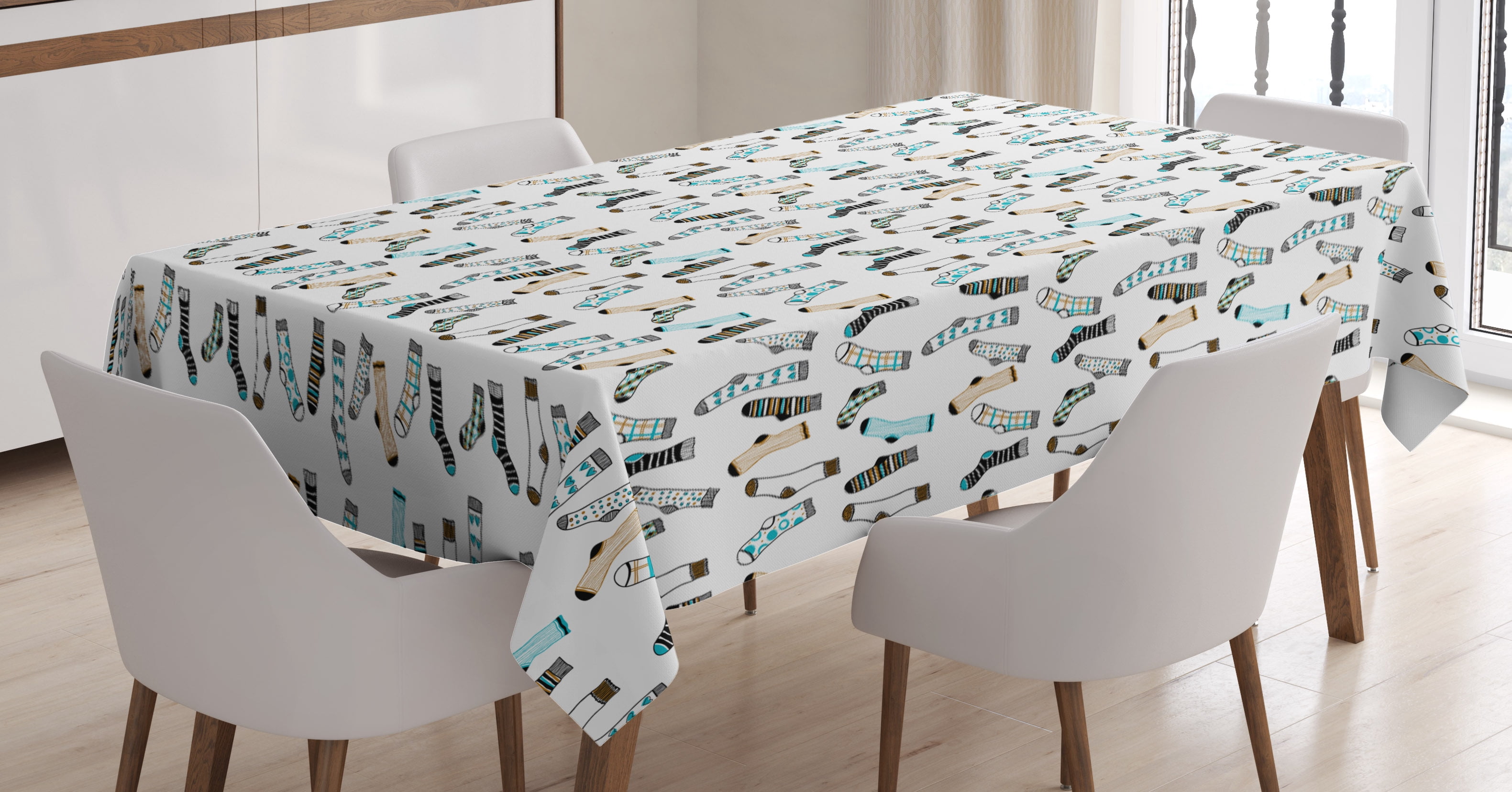 Ambesonne Cartoon Tablecloth Rectangular Table Cover, Rain of Socks ...