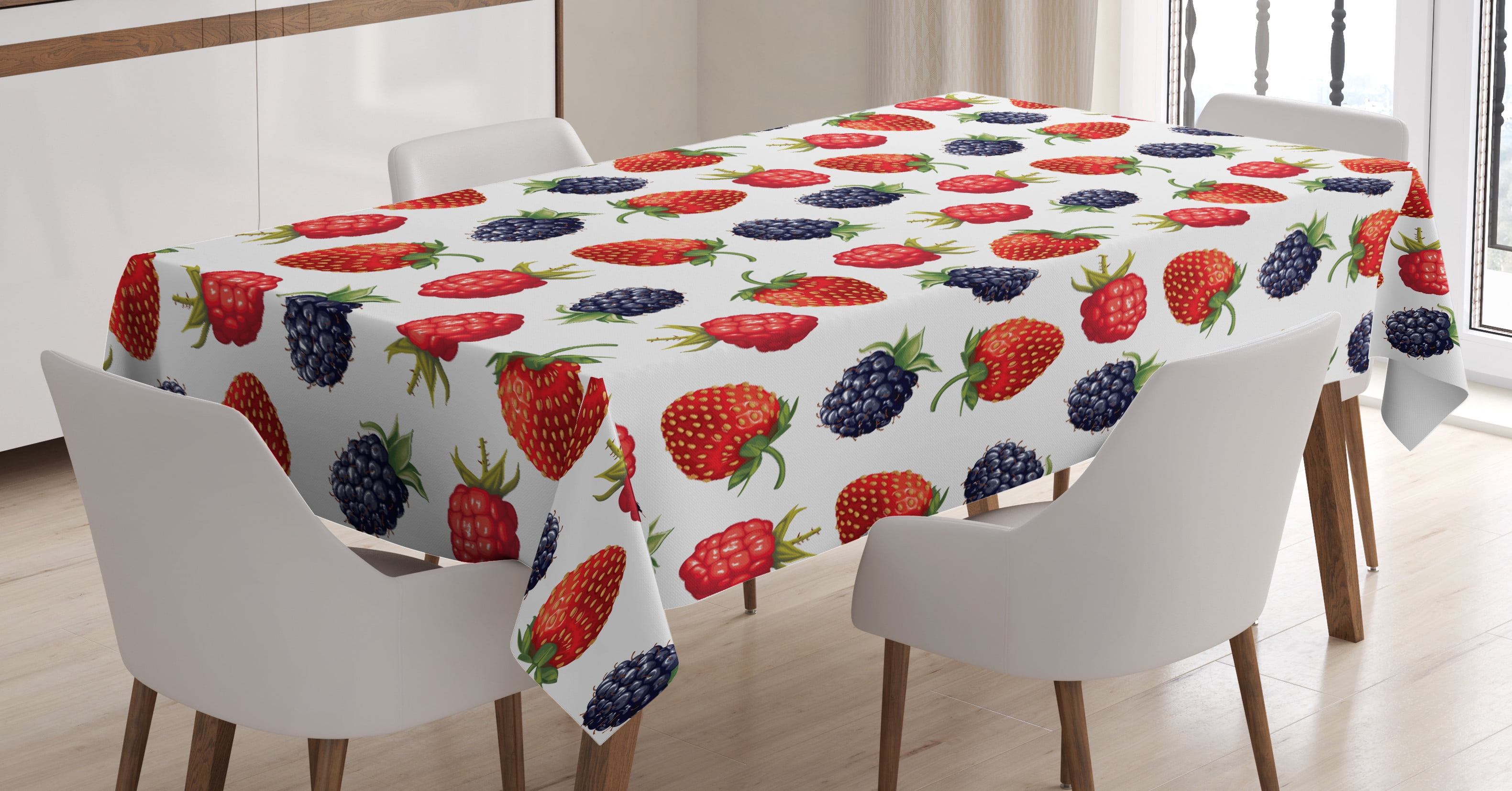 Ambesonne Cartoon Tablecloth Rectangular Table Cover, Strawberries ...