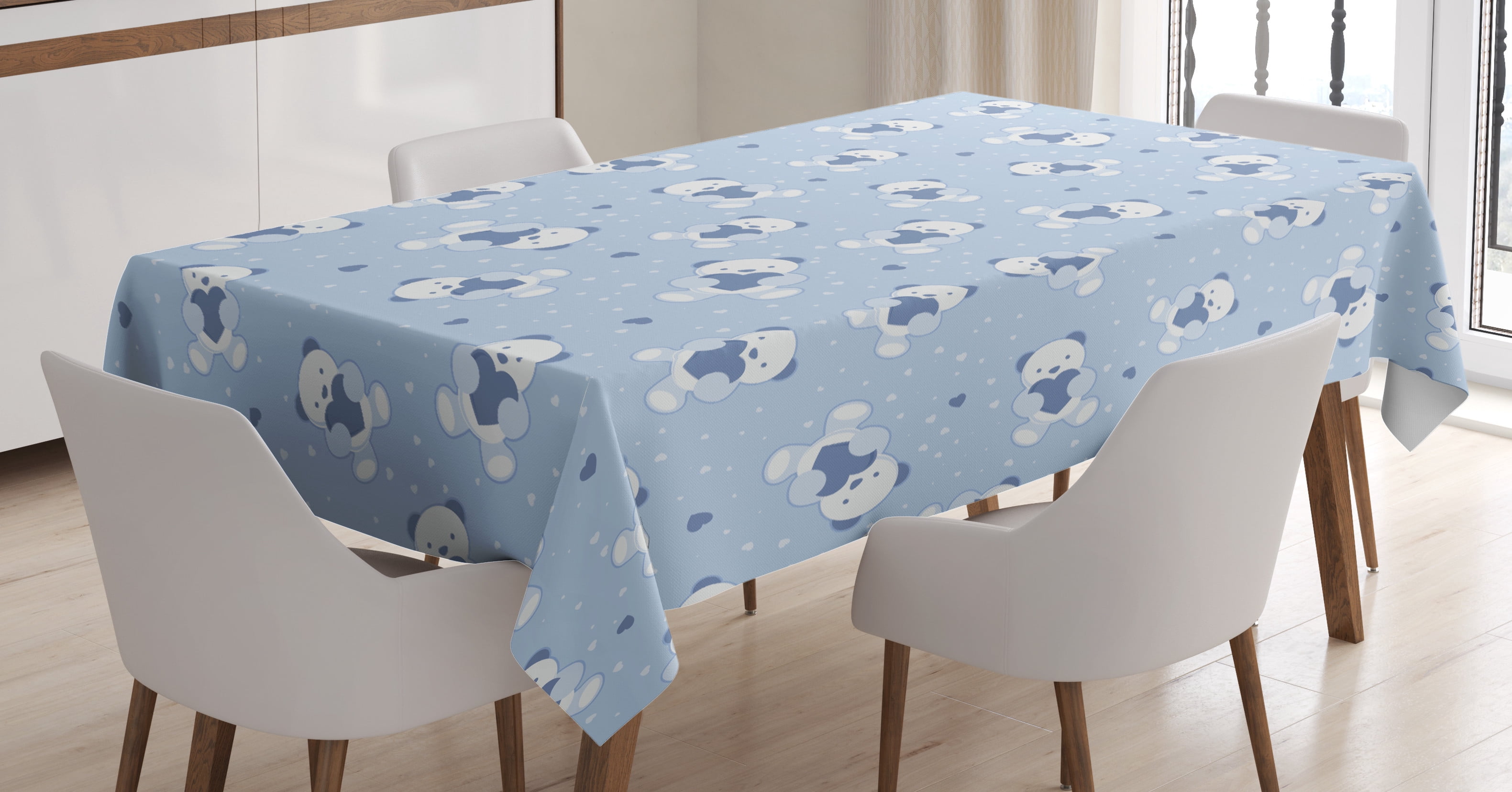 Ambesonne Cartoon Tablecloth Rectangular Table Cover, Teddy Bears with ...