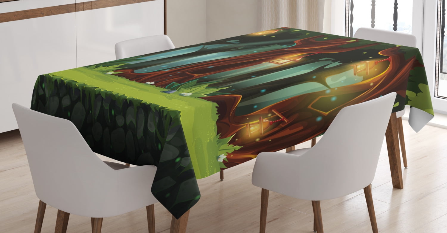 Ambesonne Cartoon Tablecloth Rectangular Table Cover, Woodland, 52"x70 ...