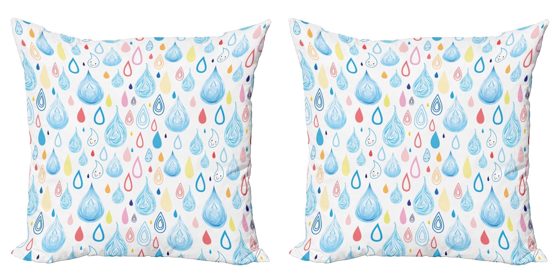 Ambesonne Cartoon Throw Pillow Cover 2 Pack, Funny Raindrop Autumn, 20 ...