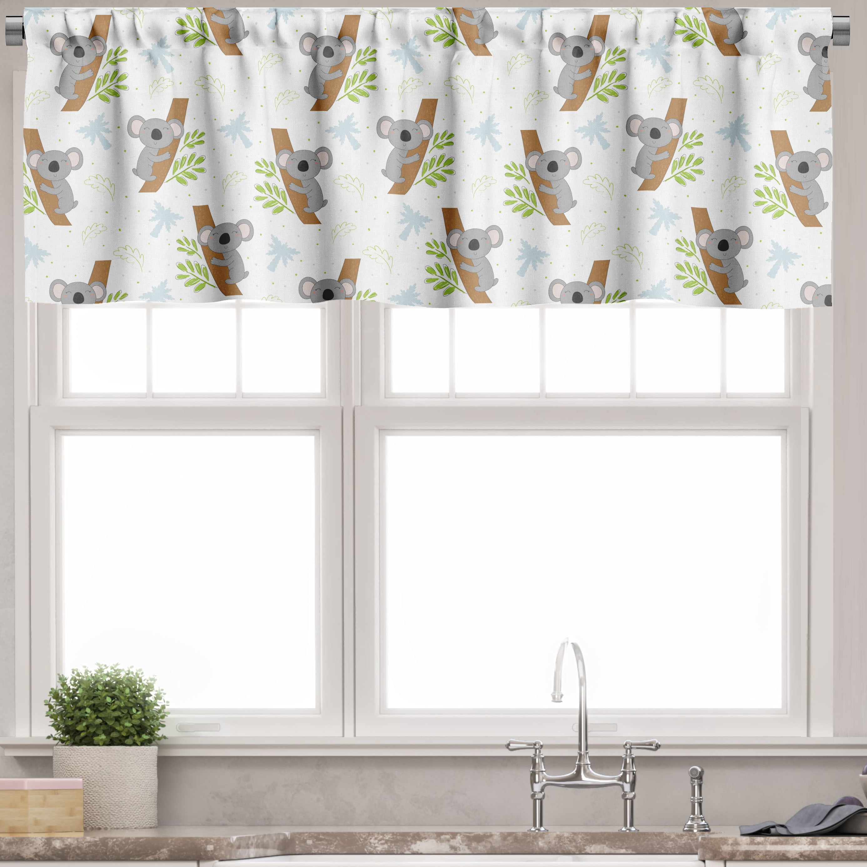 Ambesonne Cartoon Valance Pack of 2, Funny Koala, 42"X12", Grey and ...