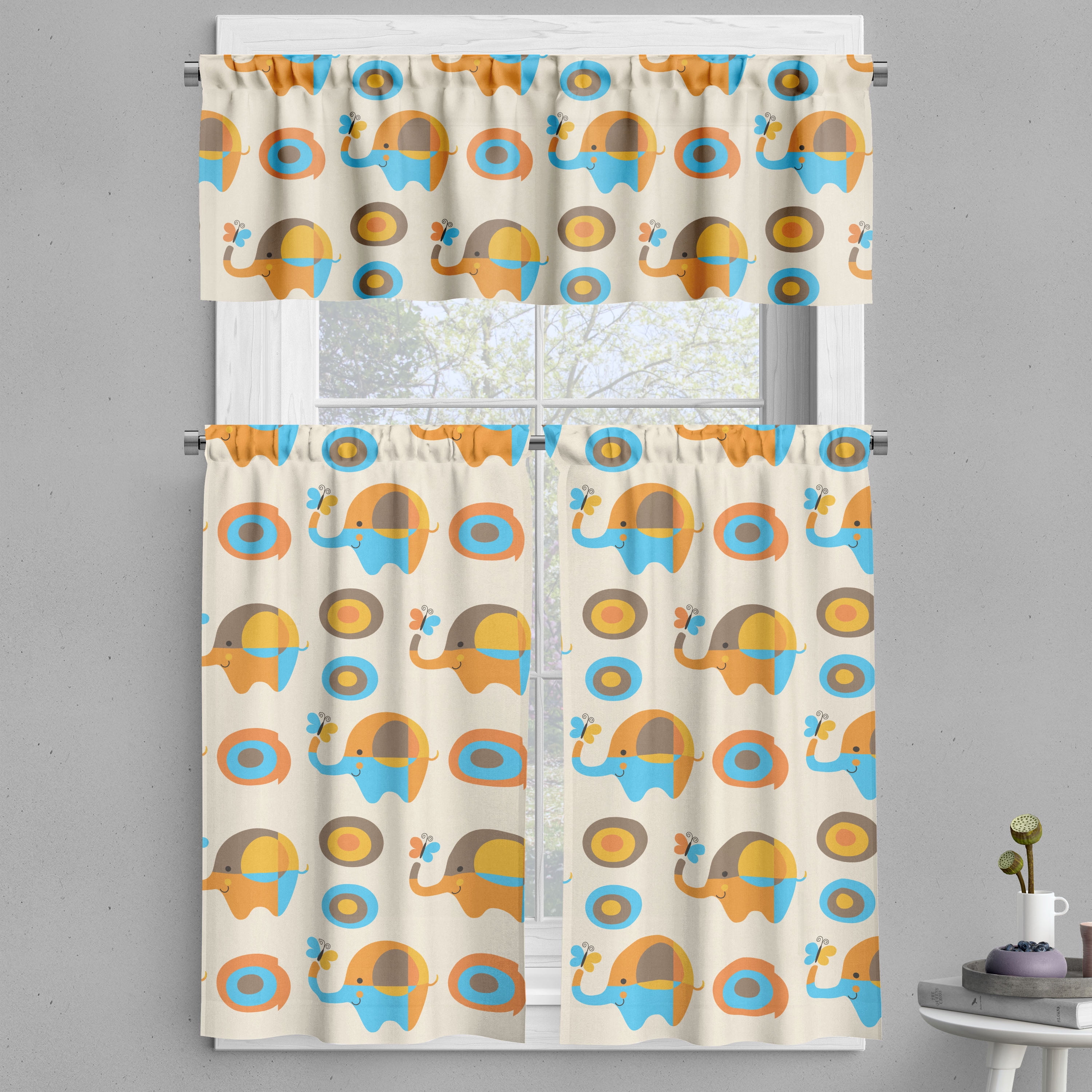 Ambesonne Cartoon Wall Valance & Curtain, Butterfly, 55"x36", Orange ...