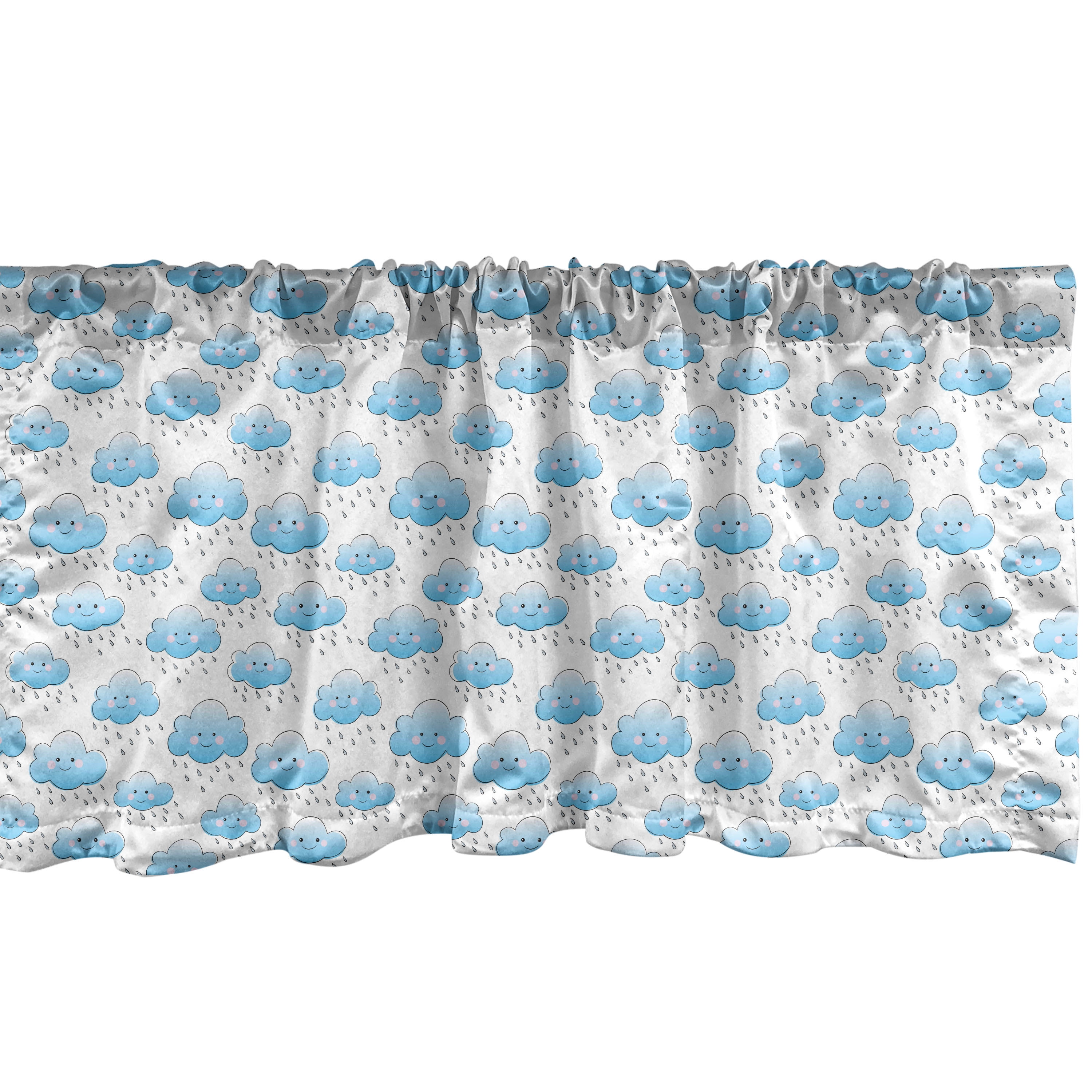 Ambesonne Cartoon Window Valance, Smiling Rain Cloud, 54" X 12", Sky ...