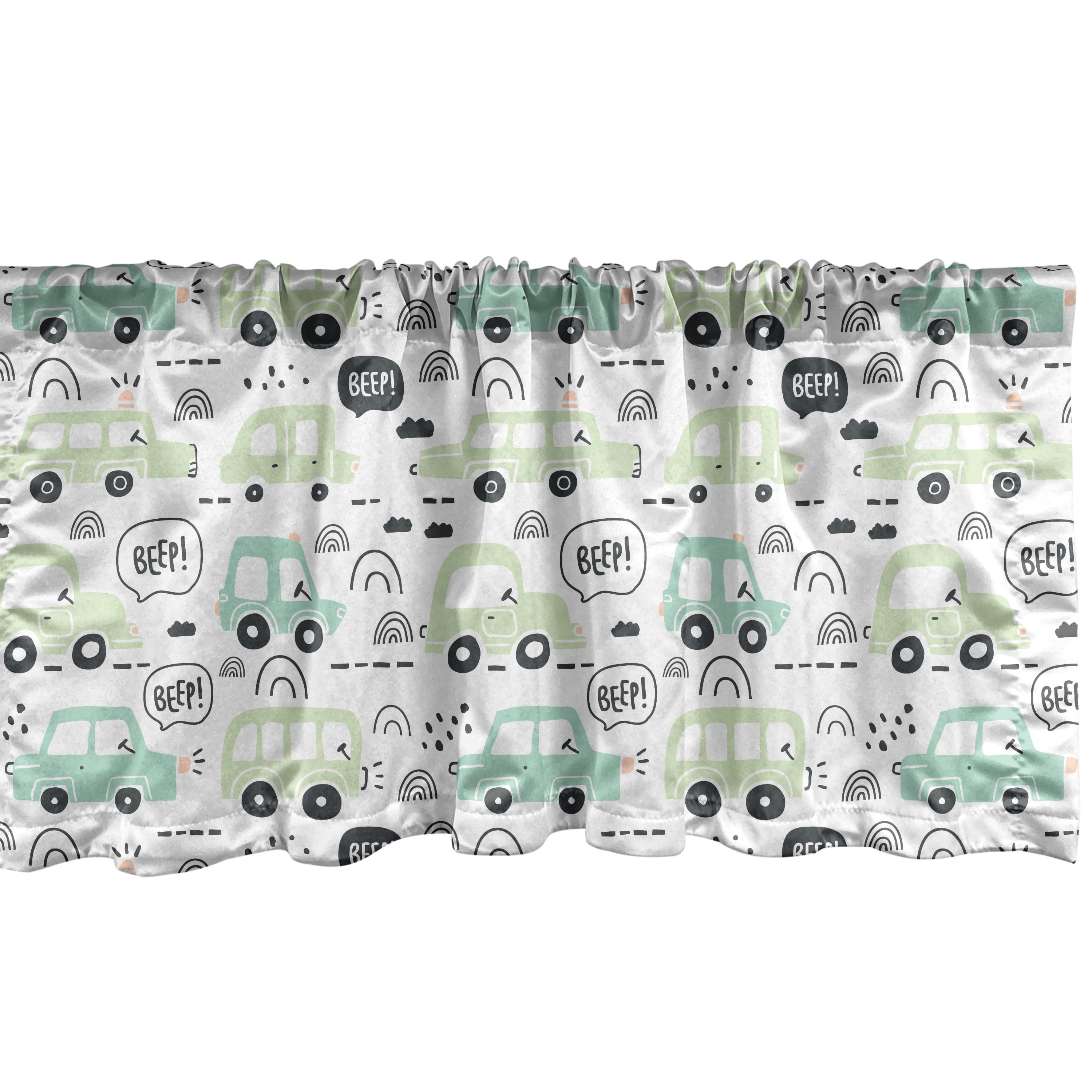 Ambesonne Cartoon Window Valance, Traffic Cars Beep Driving, 54" X 12 ...