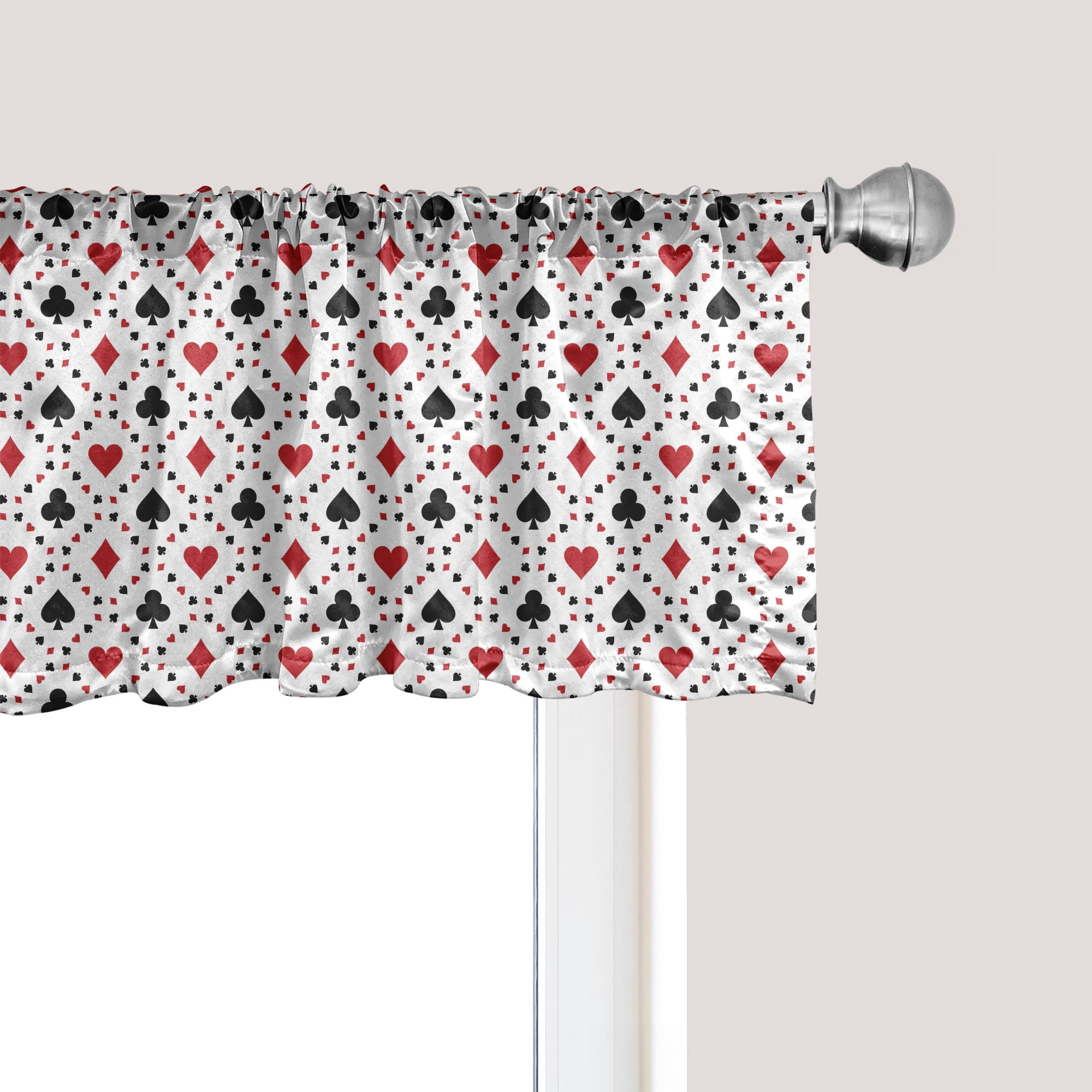 Ambesonne Casino Window Valance, Tourist Poker Cards Art, 54" X 12 ...