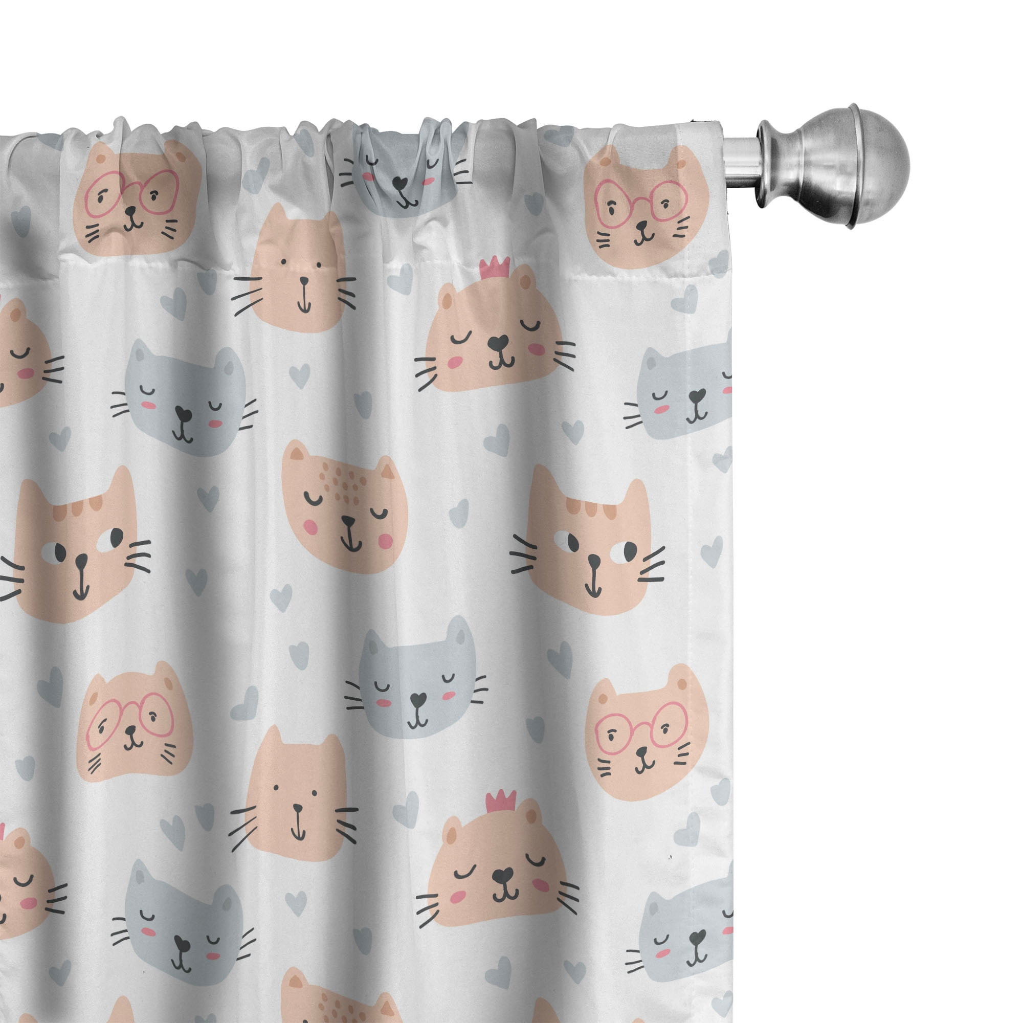 Ambesonne Cat Window Curtains, Doodle Style Pet Theme, Each 28" W x 84 ...