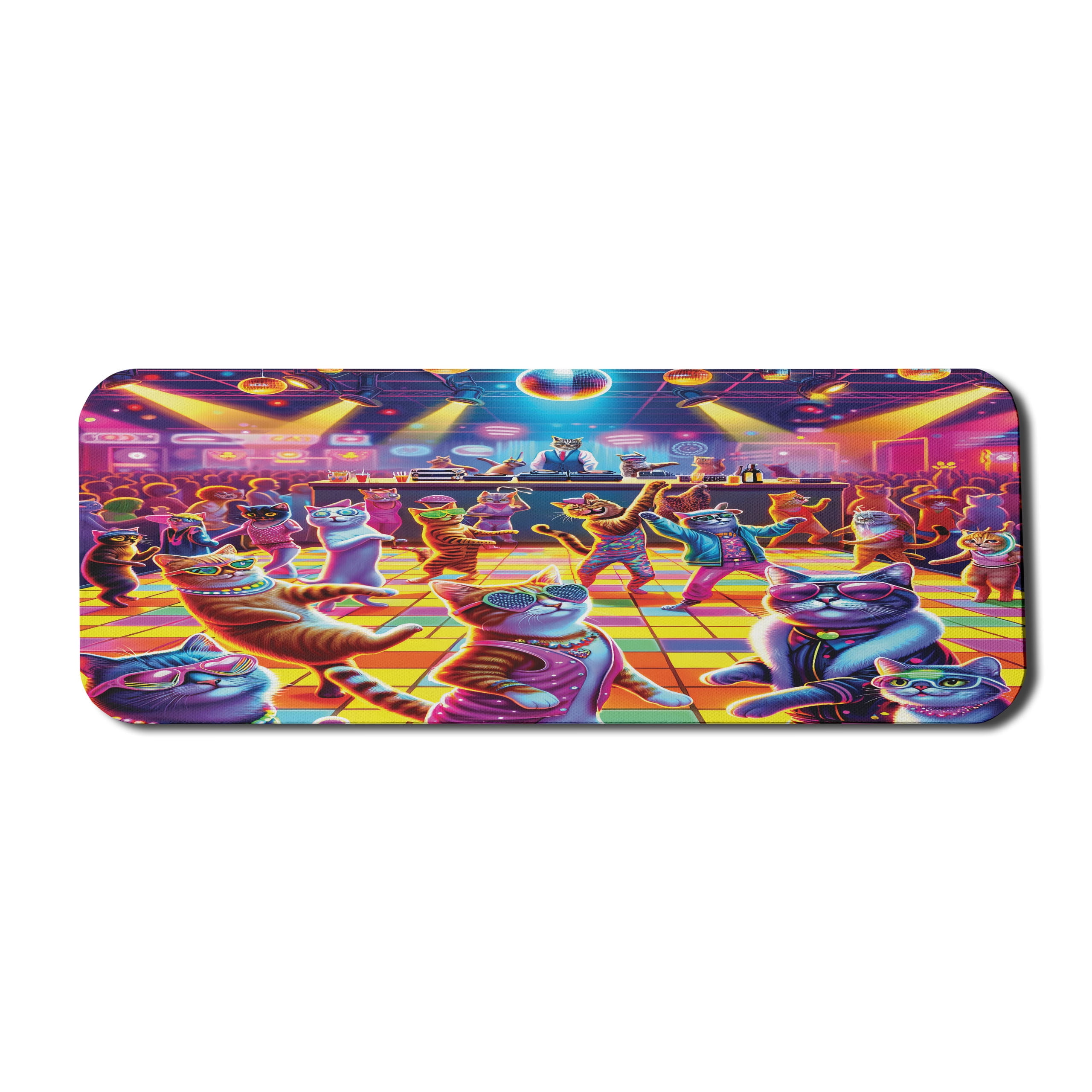 Ambesonne Cat Computer Mouse Pad, Trippy Funny Kitty Disco Scene, 31" x ...