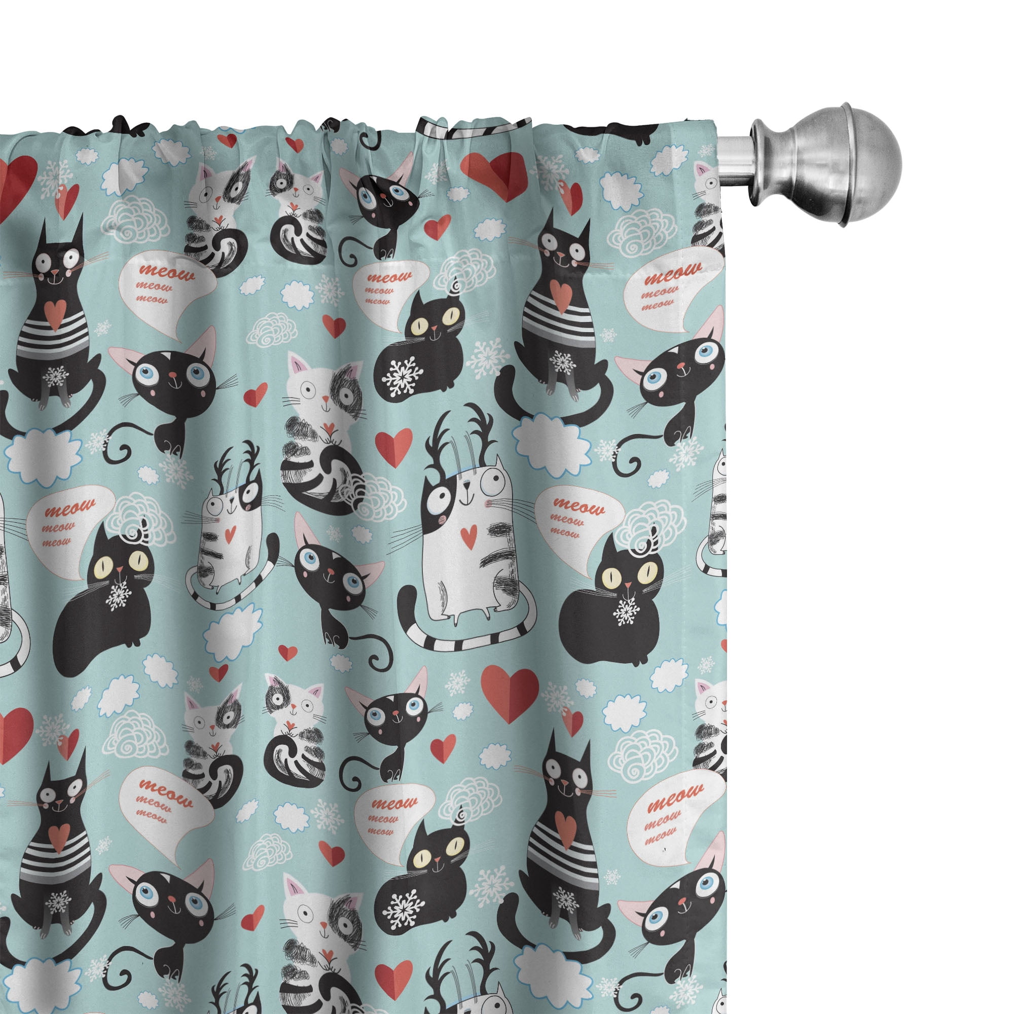 Ambesonne Cat Curtains, Kitties Love Daydreaming, Pair of 28"x84 ...