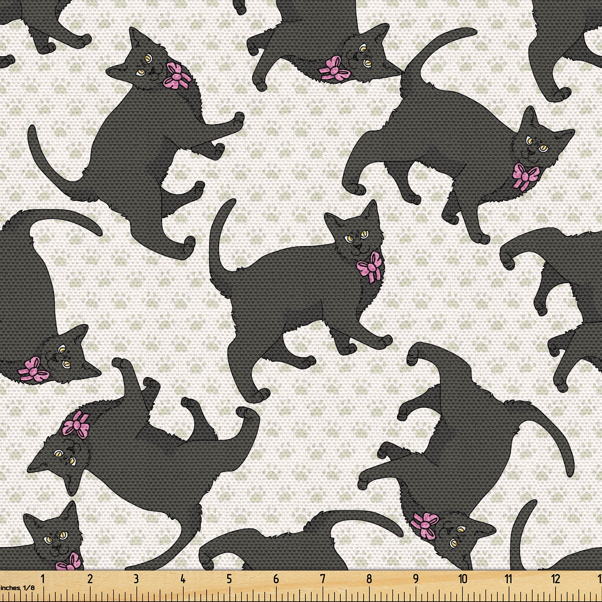Ambesonne Cat Fabric by the Yard Upholstery, Bombay Animals Paws ...