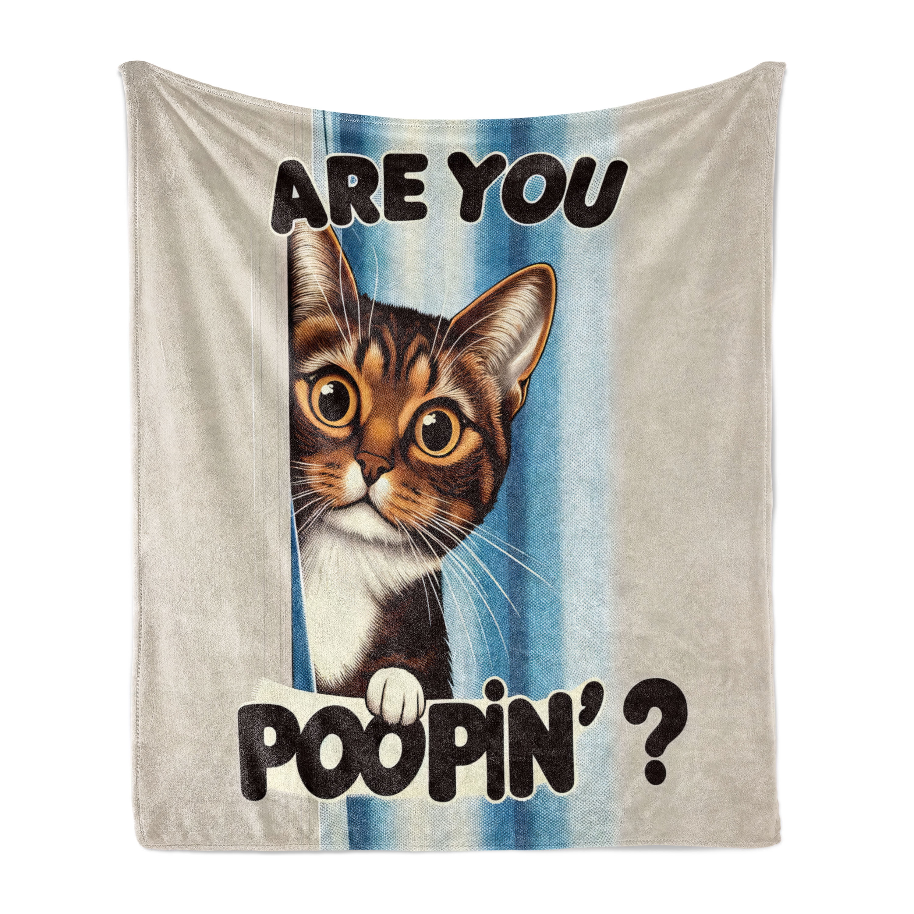 Ambesonne Cat Fleece Throw Blanket Are You Poopin' Curious Kitty 50"x60 ...