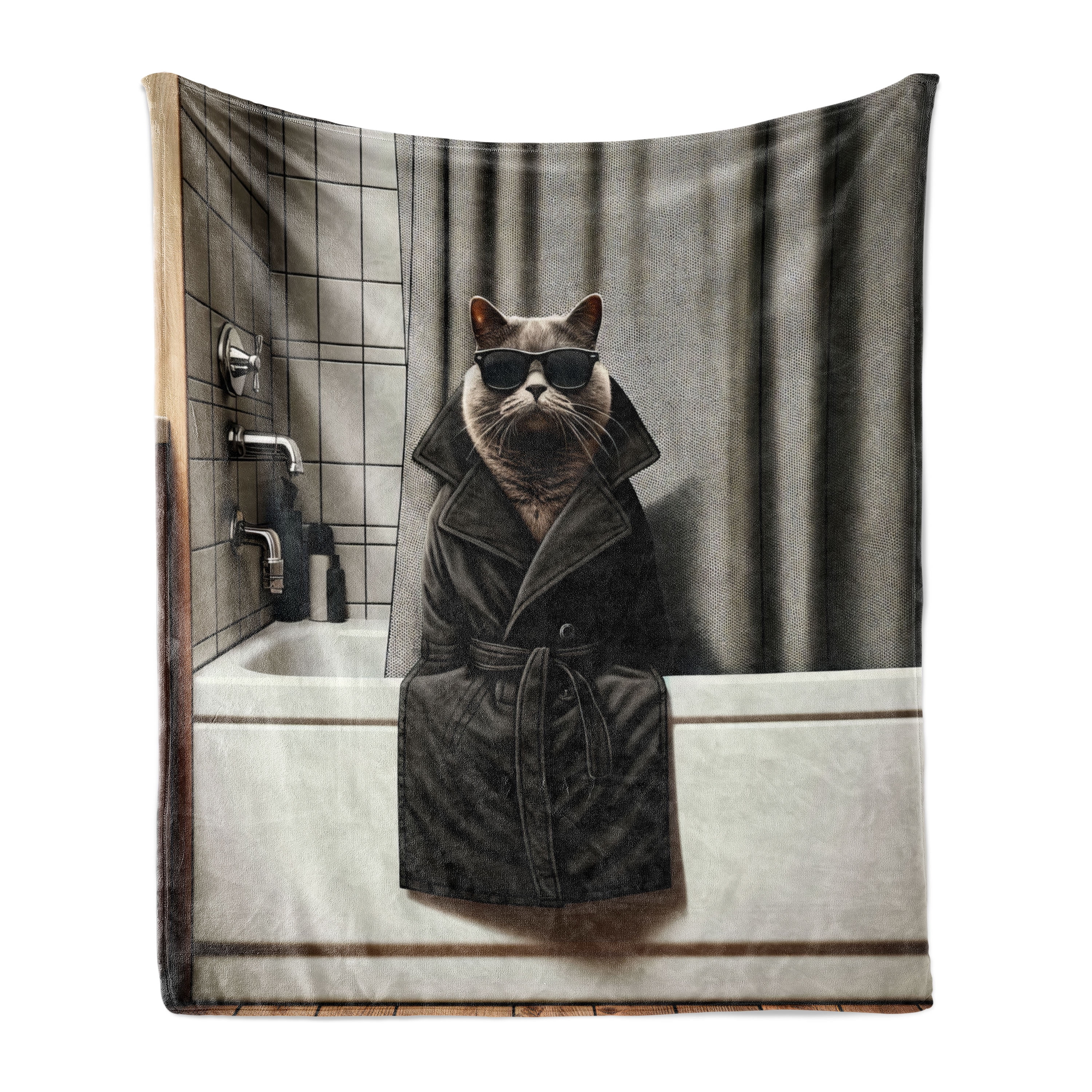 Ambesonne Cat Fleece Throw Blanket Realistic Cool Kitty Mysterious 50 ...