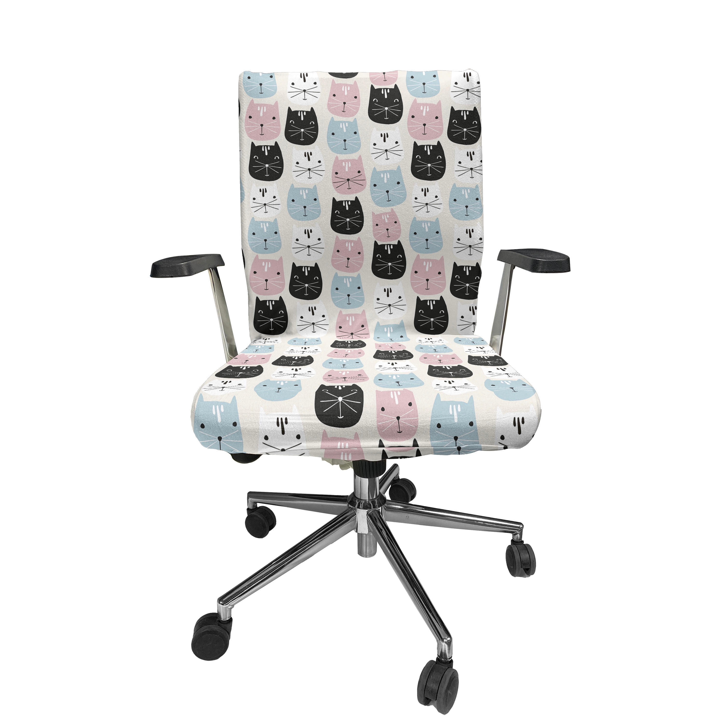 Ambesonne Cat Office Chair Cover Stretchable High Back, Doodle Style ...