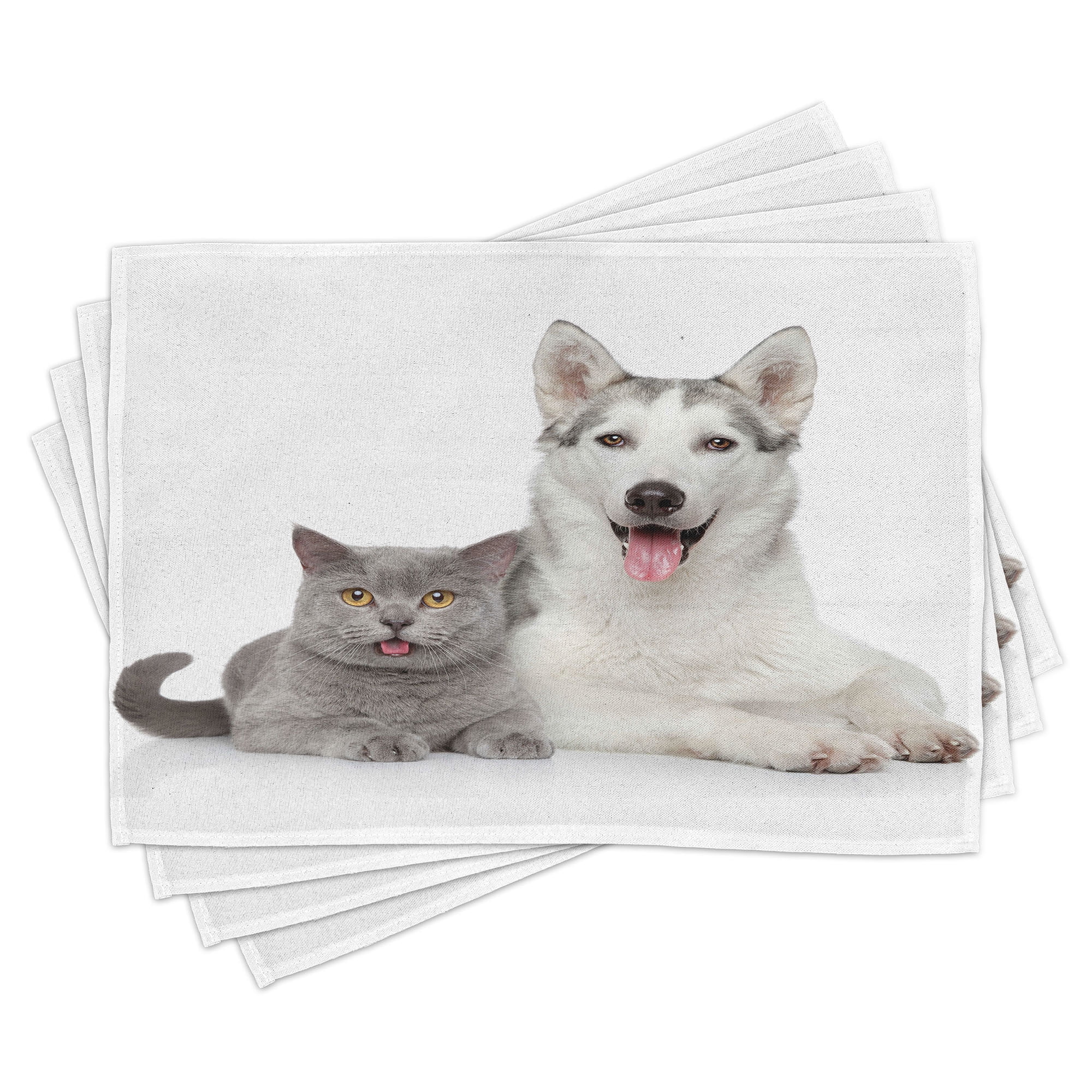Ambesonne Cat Place Mats Set of 4, Animals Pets Dogs Digital, Standard ...