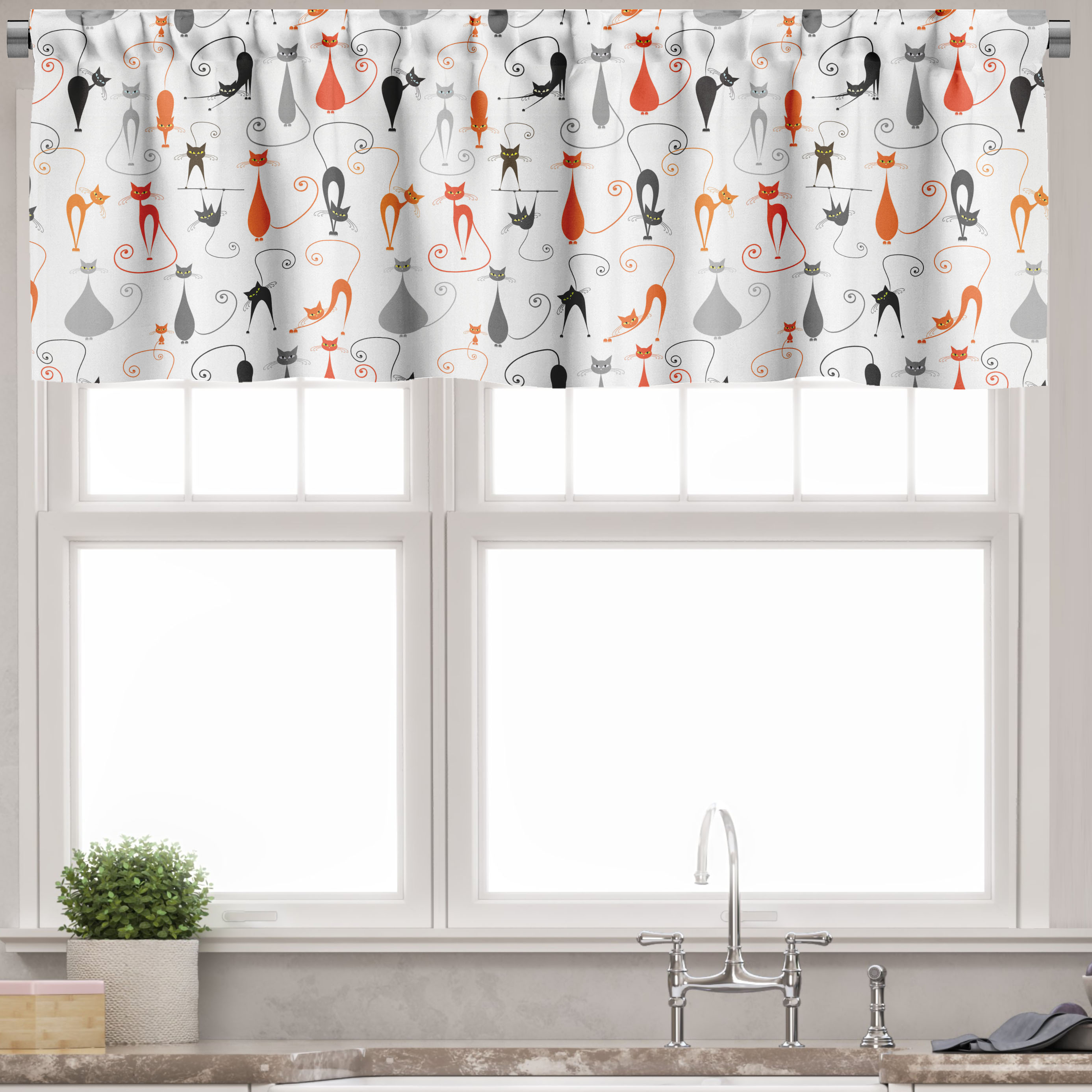 Ambesonne Cat Window Valance, Colorful Design Kitten Pattern, 54" X 12 ...