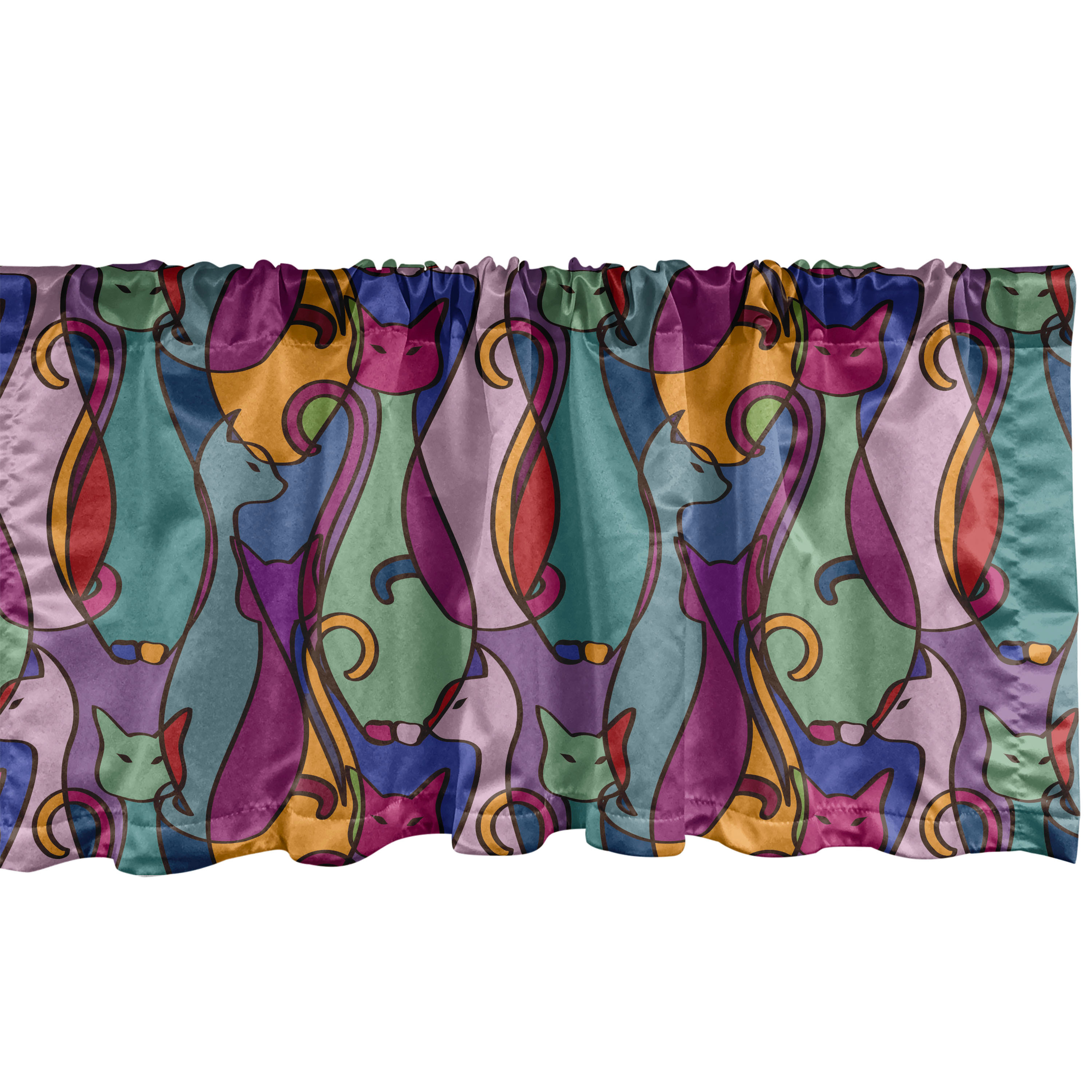 Ambesonne Cat Window Valance, Geometric African, 54" X 12", Multicolor ...