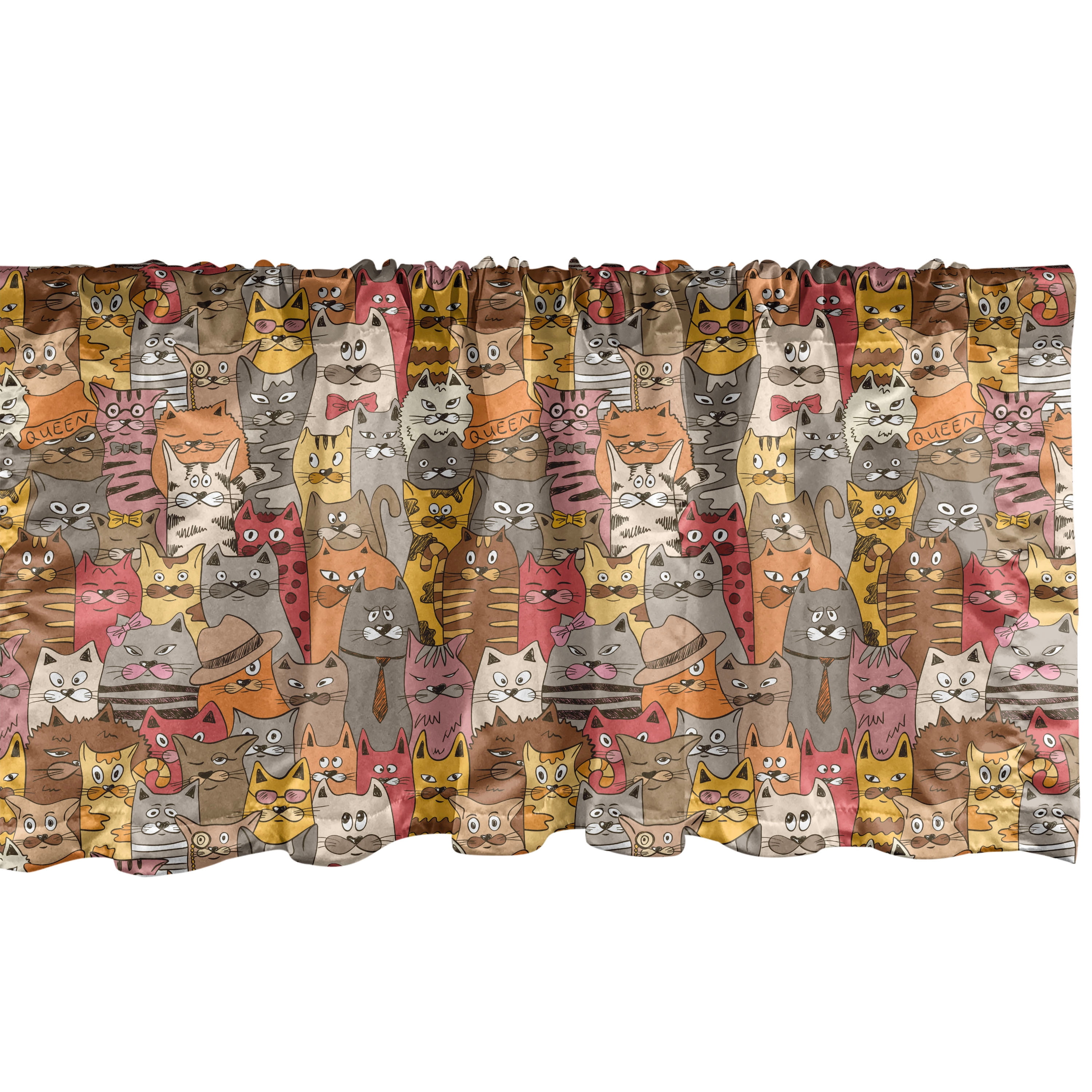 Ambesonne Cat Window Valance, Psychedelic Comic Mascots, 54" X 12 ...