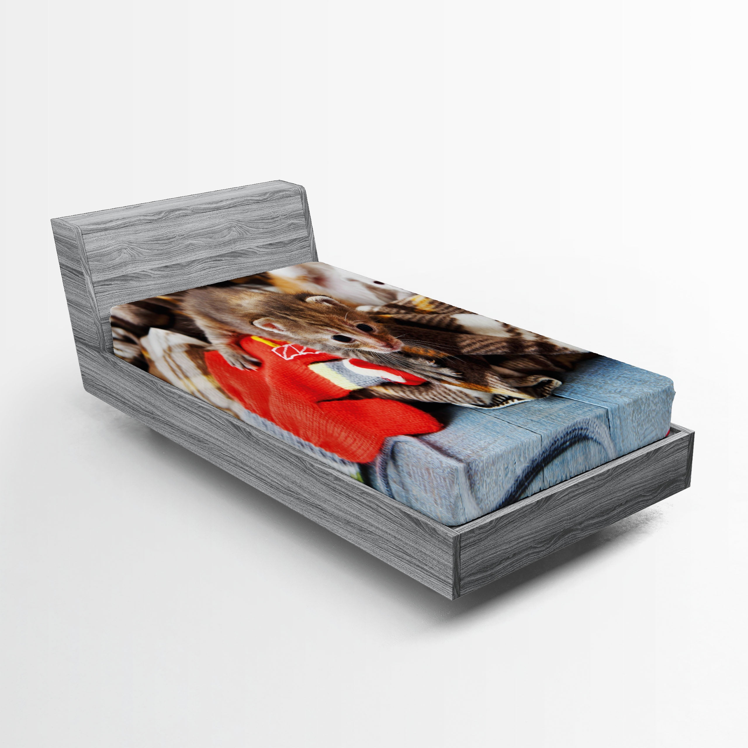 Ambesonne Cats Fitted Sheet, Kittens Mittens, Twin Size, Multicolor ...