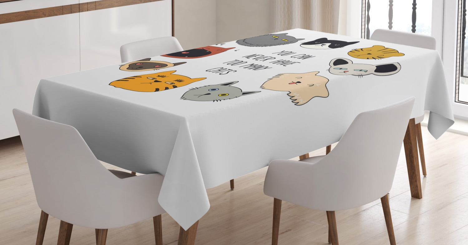 Ambesonne Cats Tablecloth Rectangular Table Cover, Wording Love ...