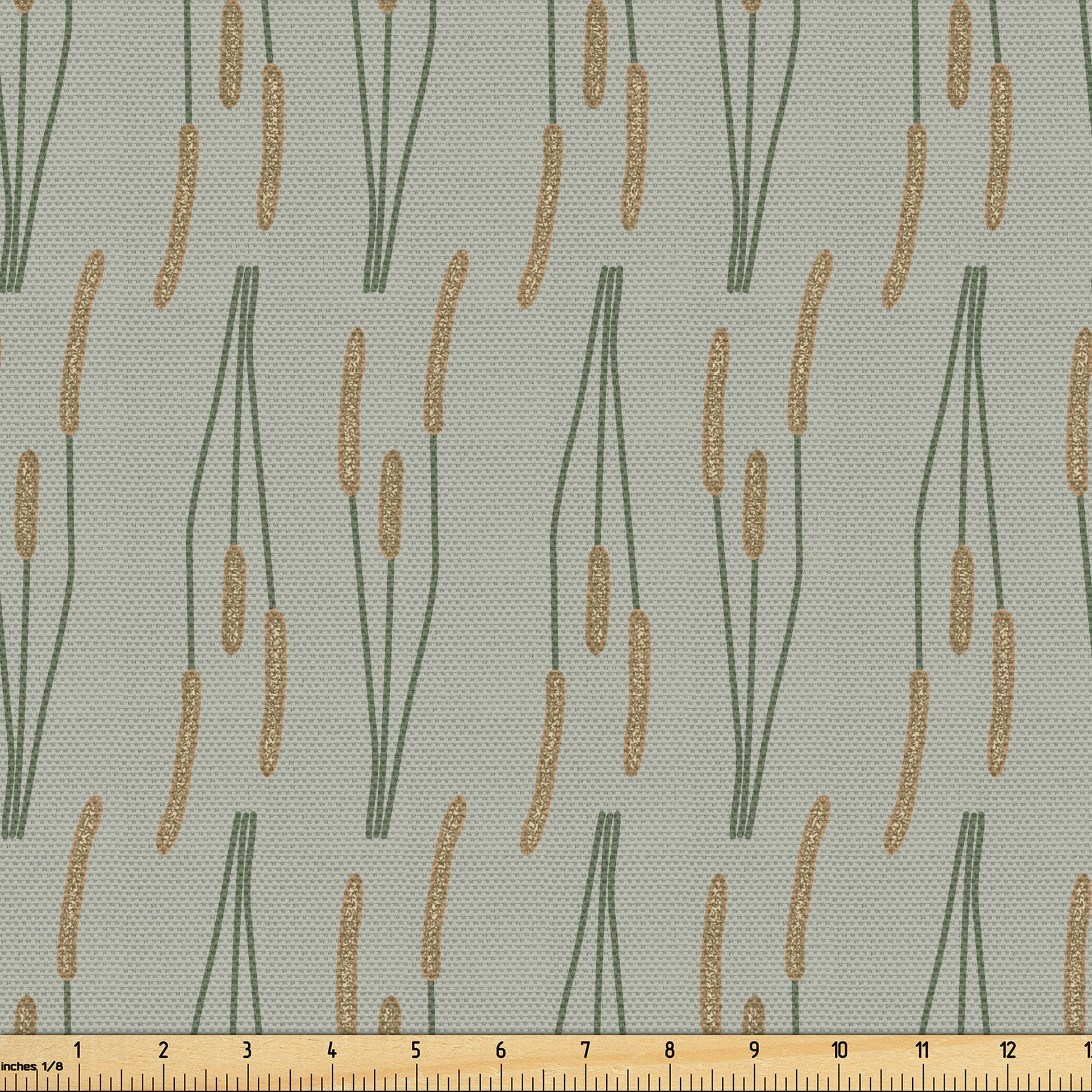 Ambesonne Cattail Fabric by the Yard Upholstery, Fall Autumn Bulrush ...