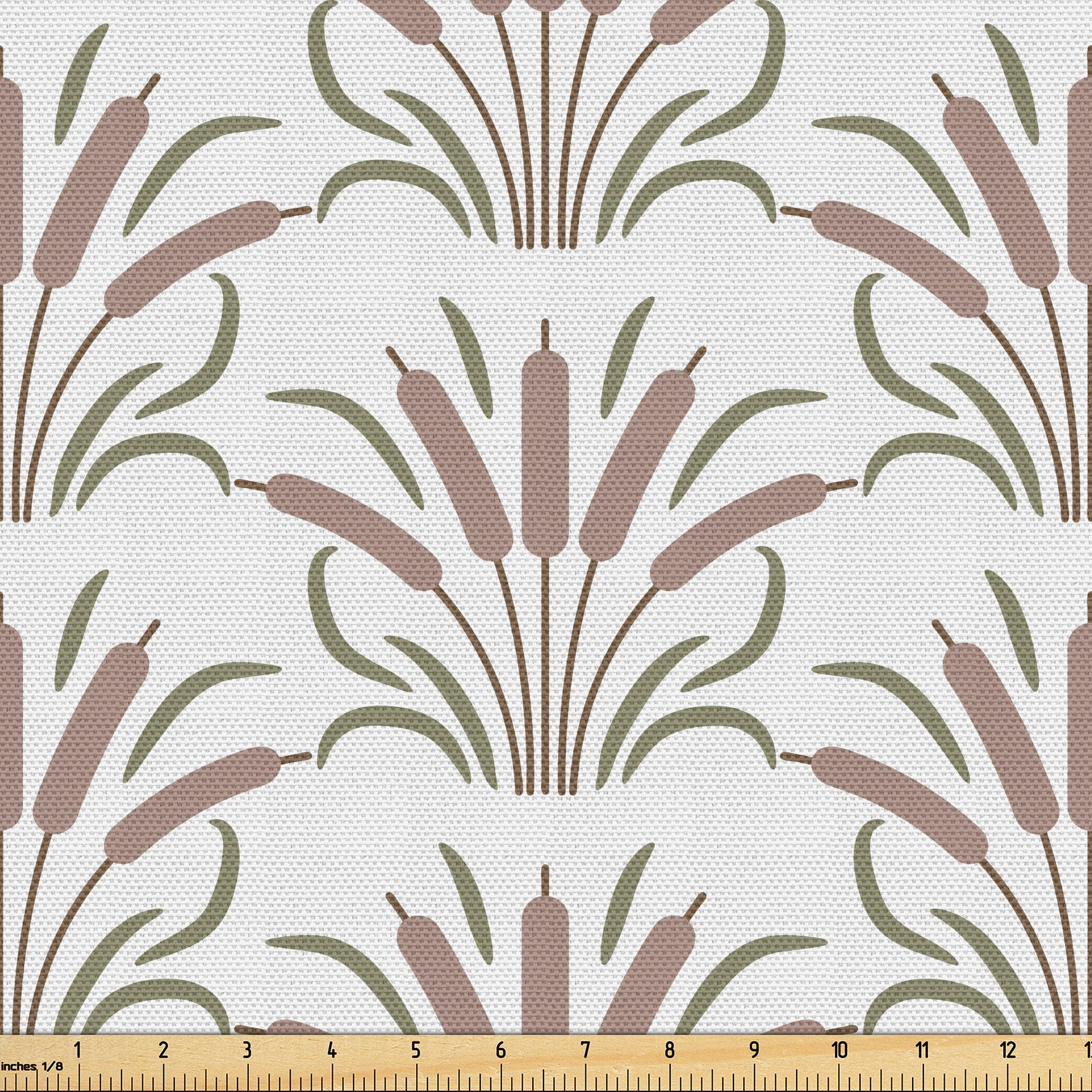 Ambesonne Cattail Fabric by the Yard Upholstery, Neutral Pale Tone ...