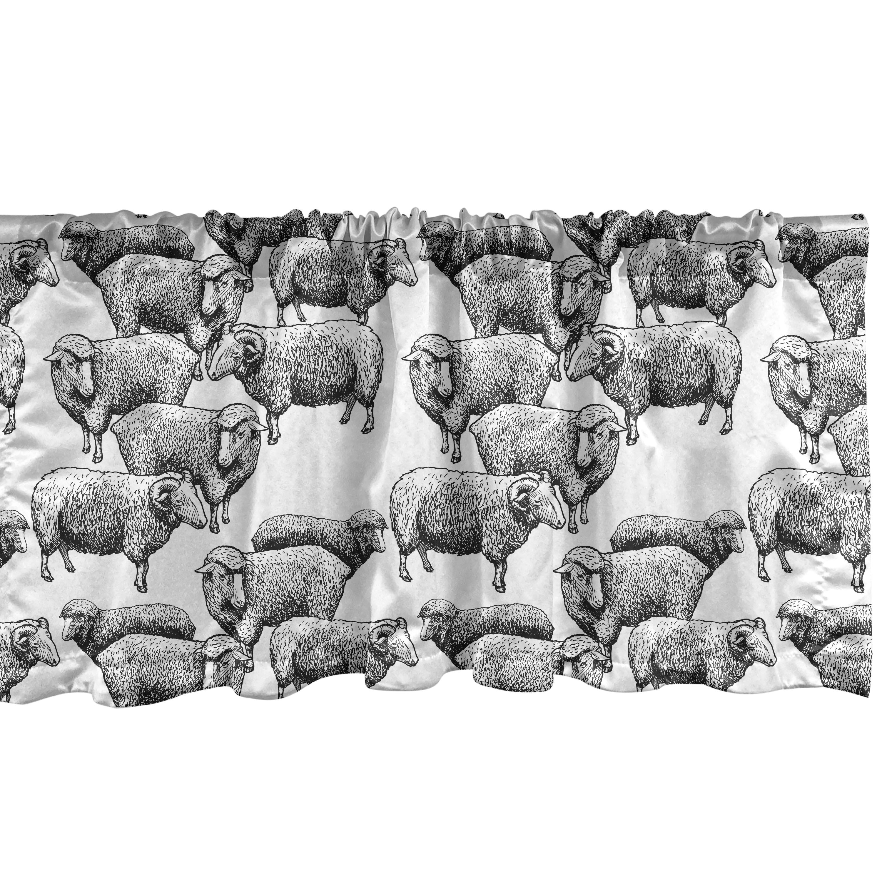 Ambesonne Cattle Window Valance, Vintage Engraved Style Herd of Sheep ...