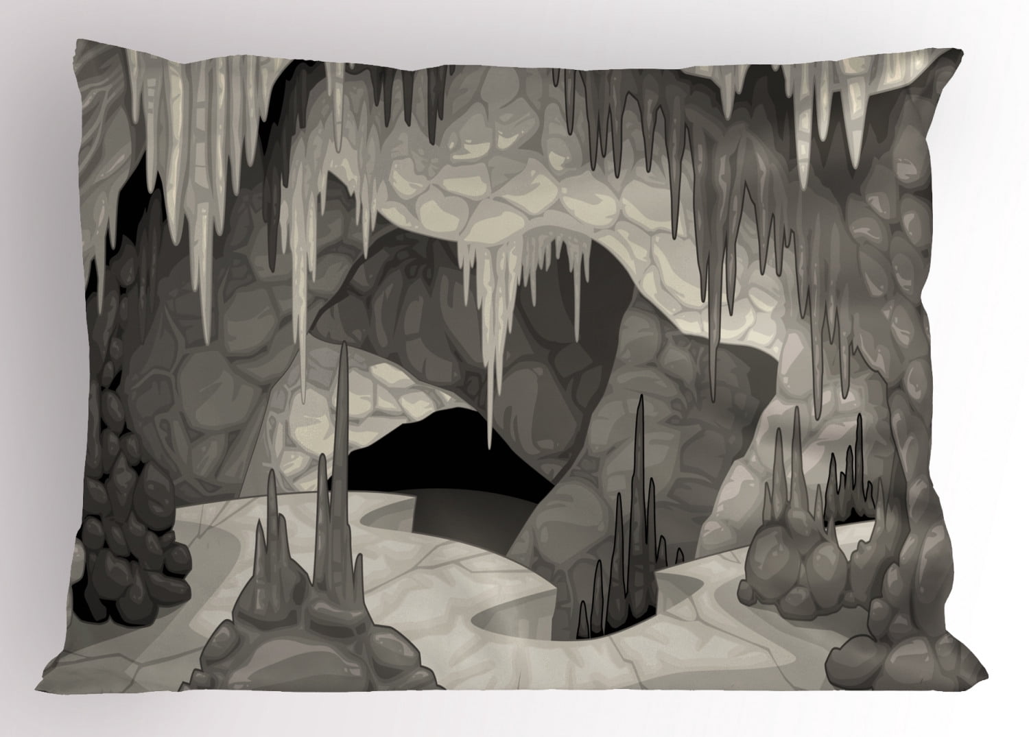 Ambesonne Cave Pillow Sham, Cavern with Stalagmites, 36" X 20", Pearl ...