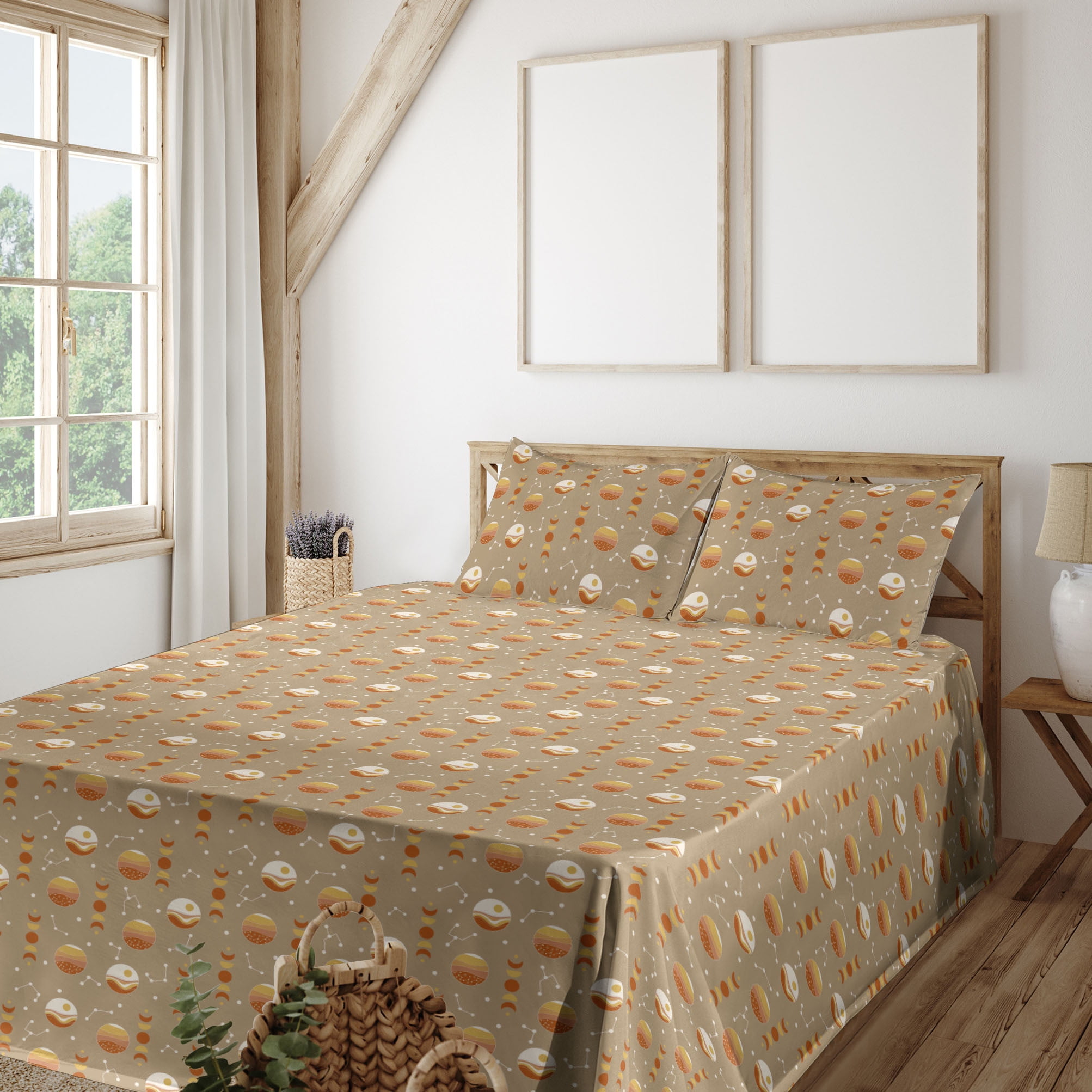 Ambesonne Celestial Fitted & Flat Sheet with Shams 4 Pcs Set, Astronomy ...