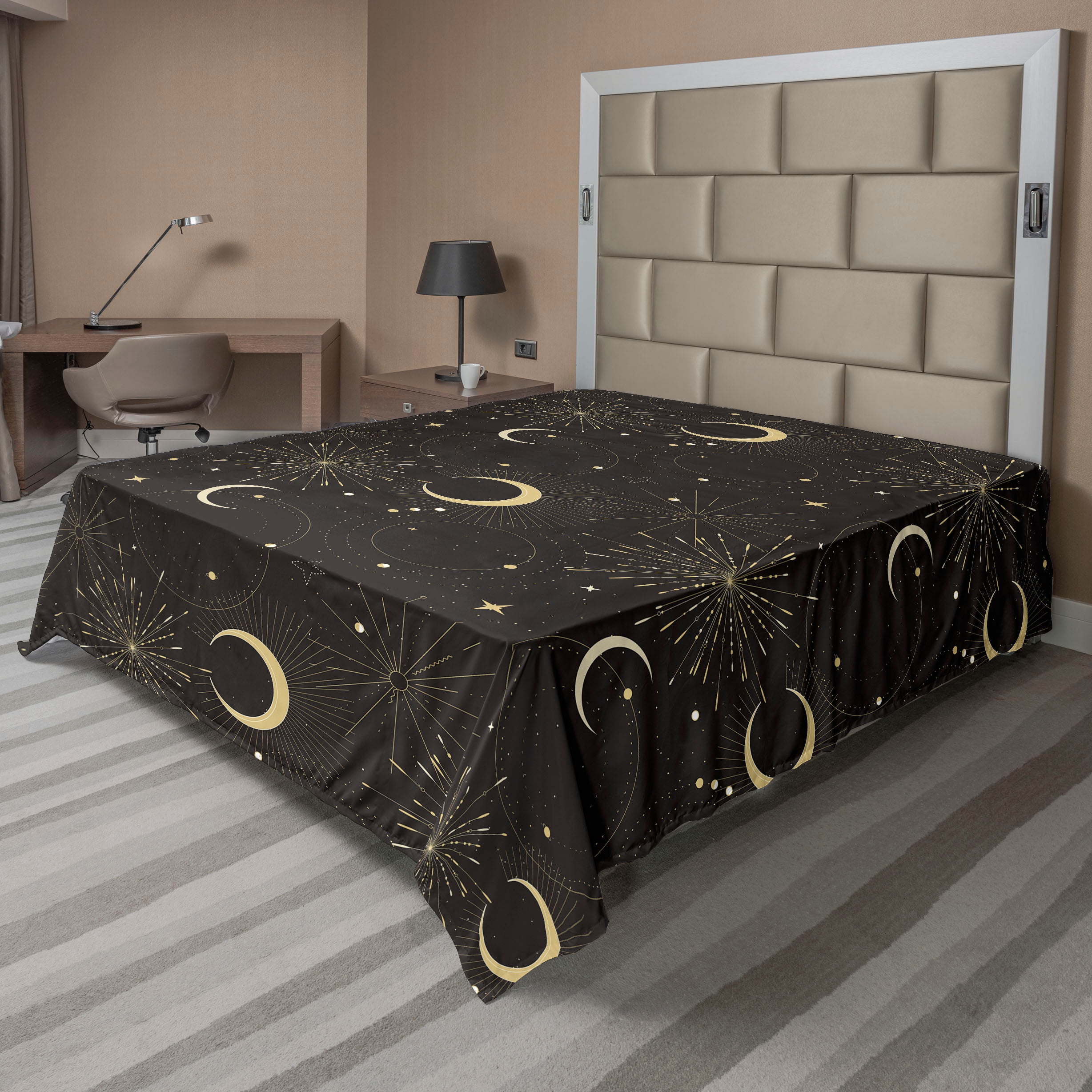 Ambesonne Celestial Flat Bedding Sheet Soft Top Sheet, Outer Space Moon ...