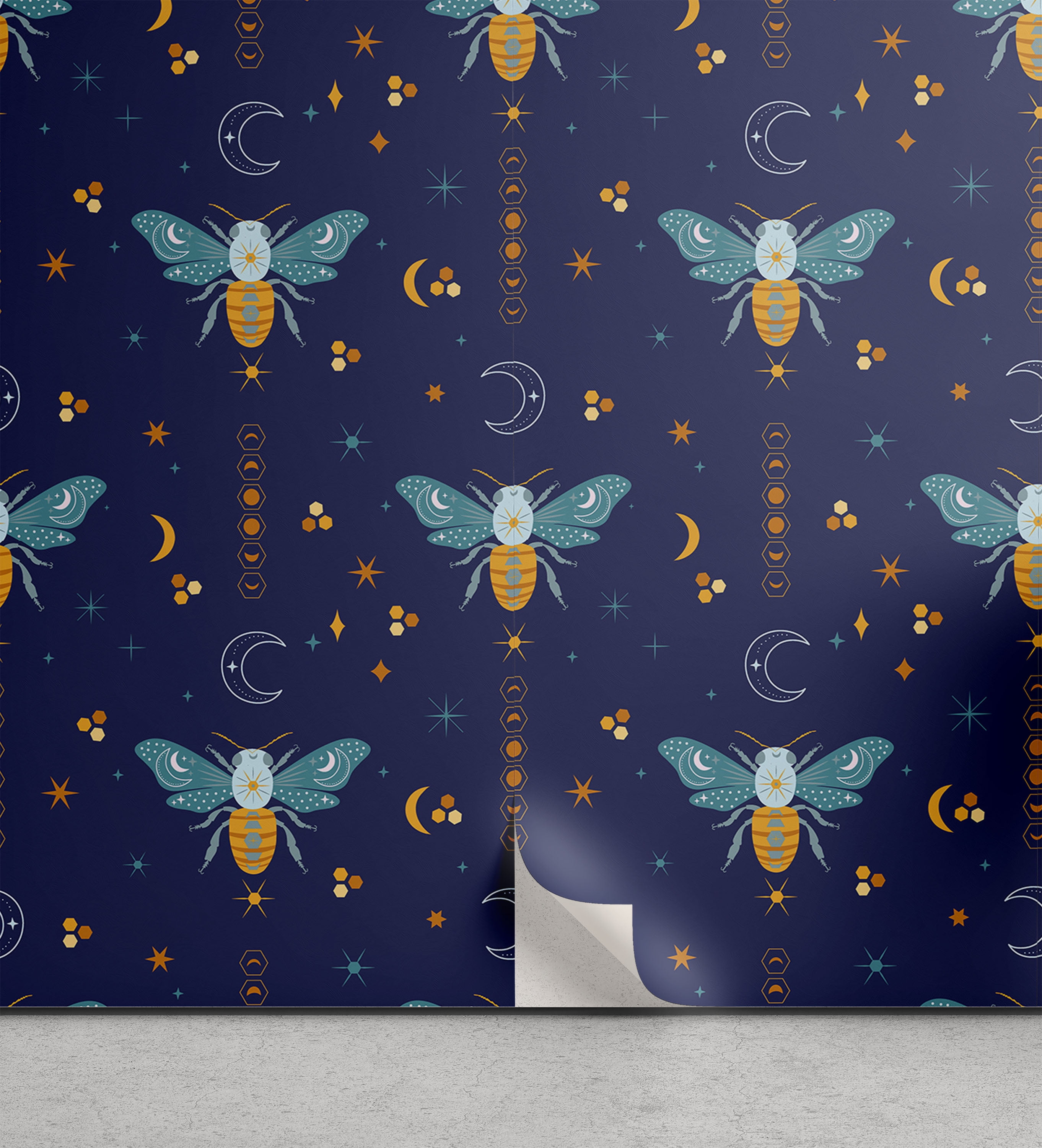 Ambesonne Celestial Peel & Stick Wallpaper for Home, Moon Star Pattern ...