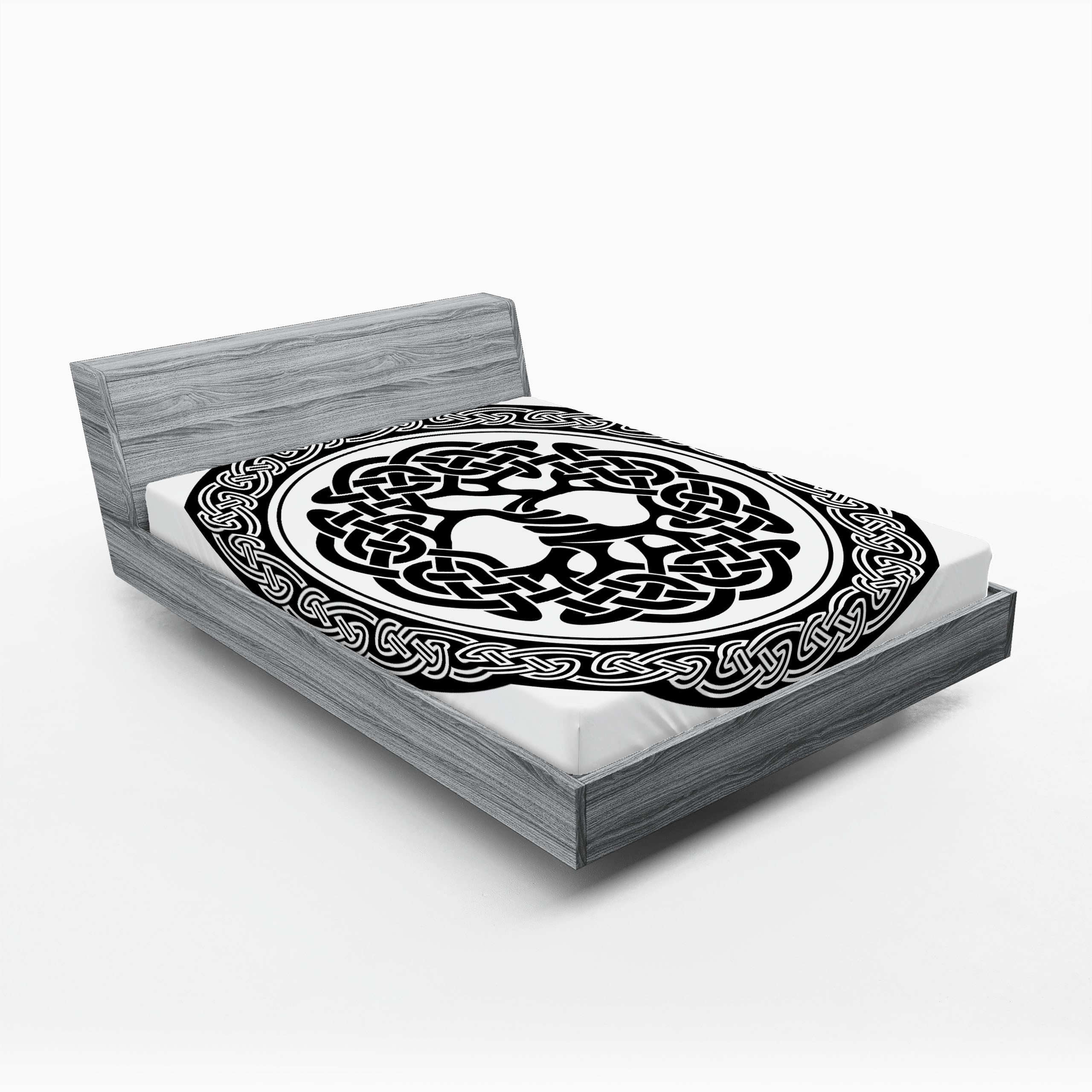 Ambesonne Celtic Fitted Sheet, Native Tree of Life Art, Full Size ...