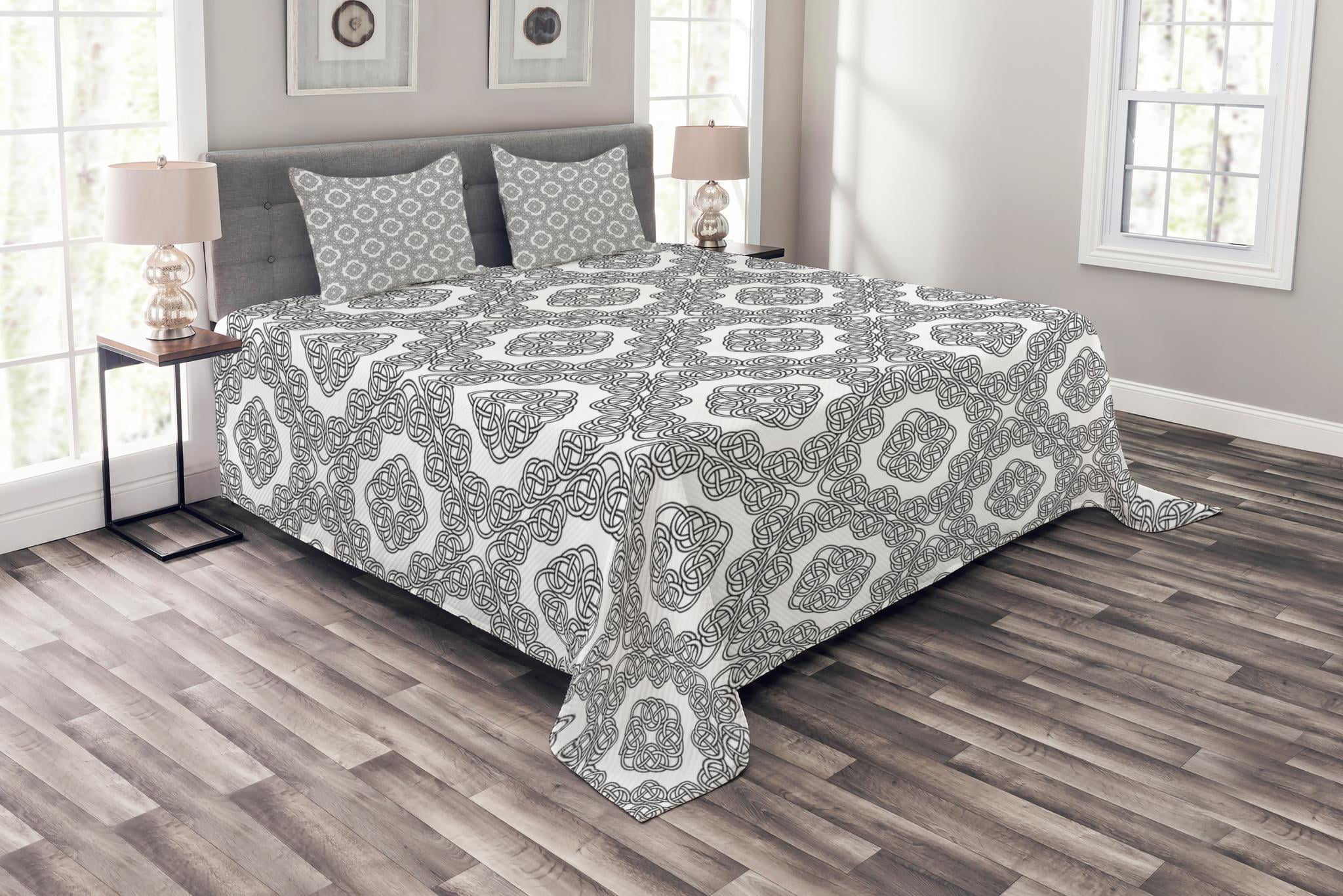 Ambesonne Celtic Quilted Bedspread Set 3 Pcs, Geometric Celtic Knots ...