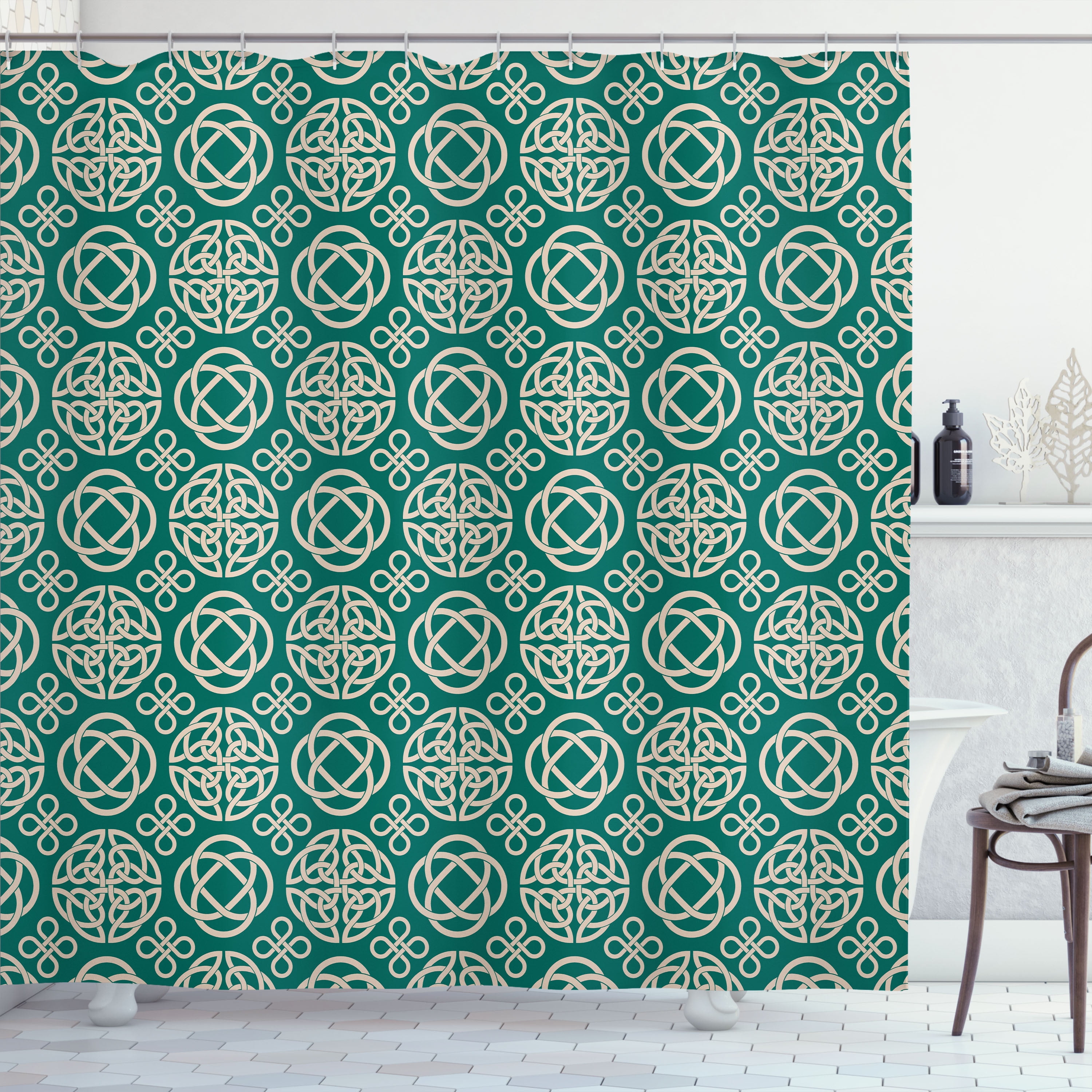 Ambesonne Celtic Shower Curtain, Retro Pattern of Boho Floral, 69"Wx70 ...