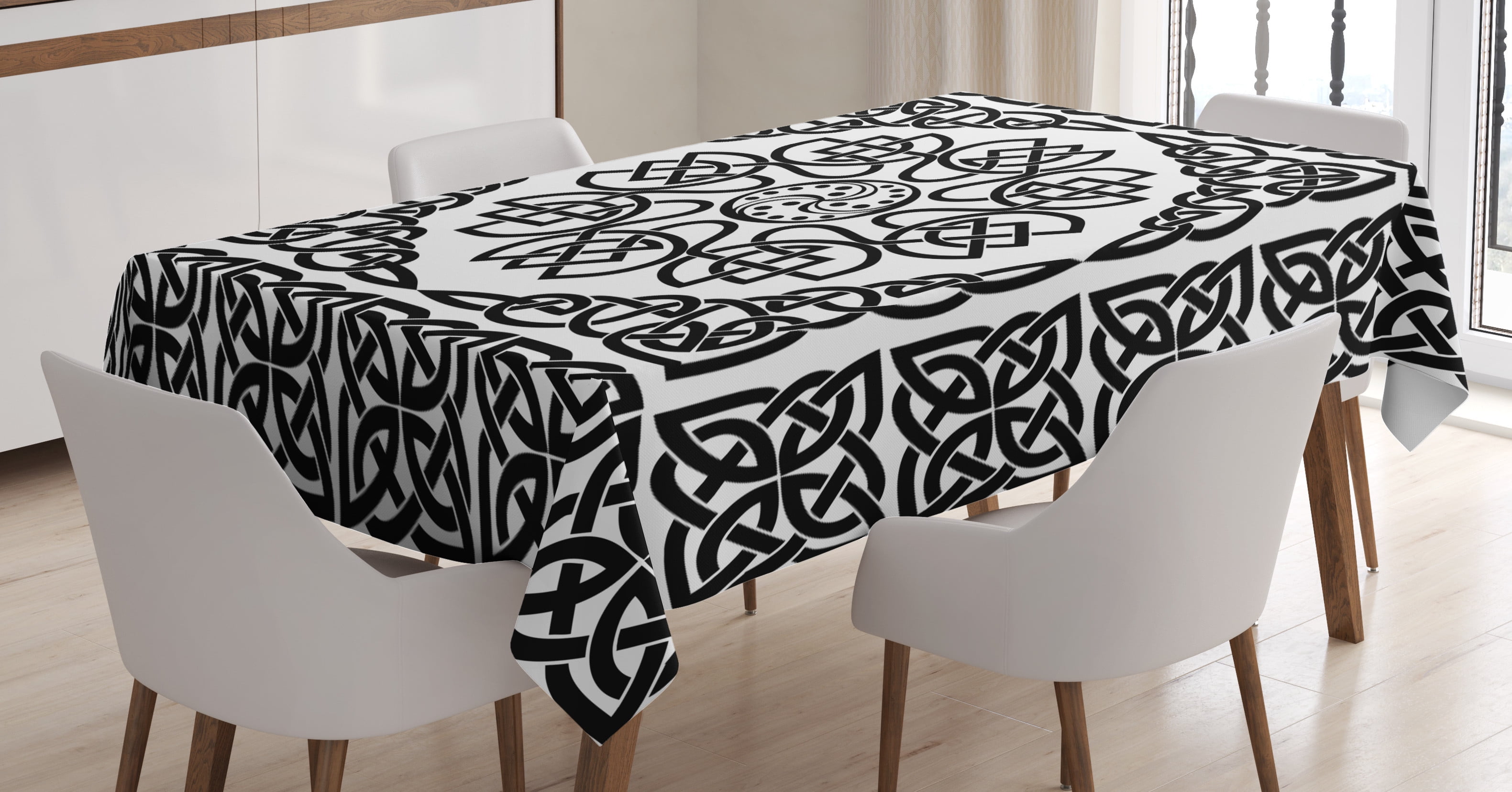 Ambesonne Celtic Tablecloth Rectangular Table Cover, Filigree Abstract ...