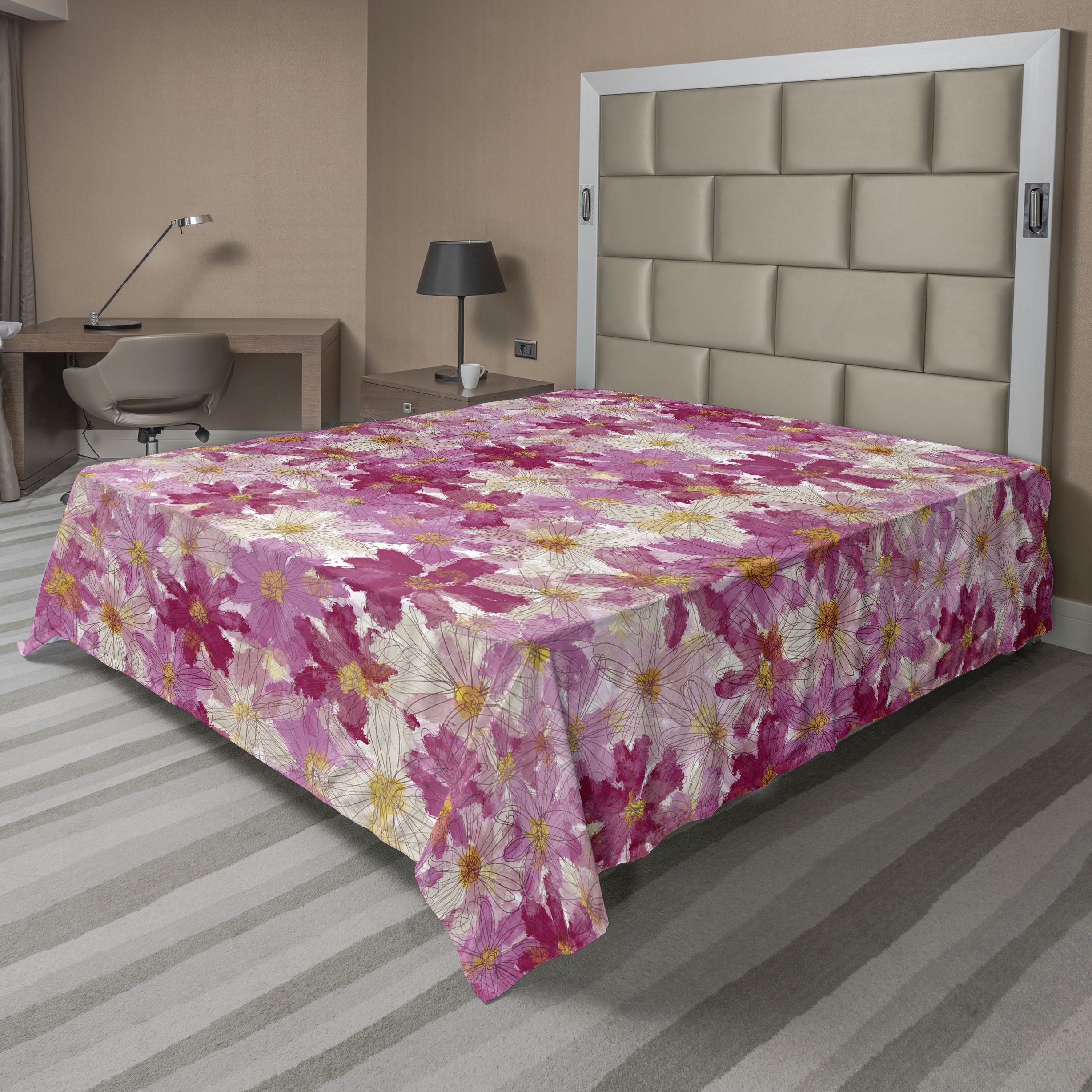 Ambesonne Chamomile Flat Bedding Sheet Soft Top Sheet, Neutral Daisy ...