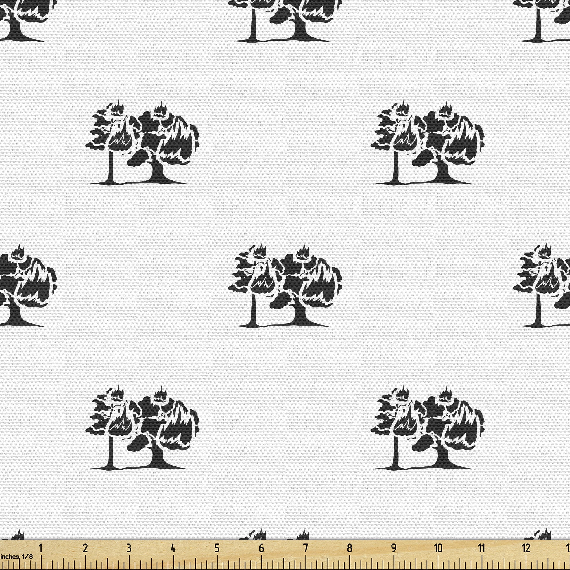 Ambesonne Charcoal Grey Fabric by the Yard Upholstery, Monotone Tree ...