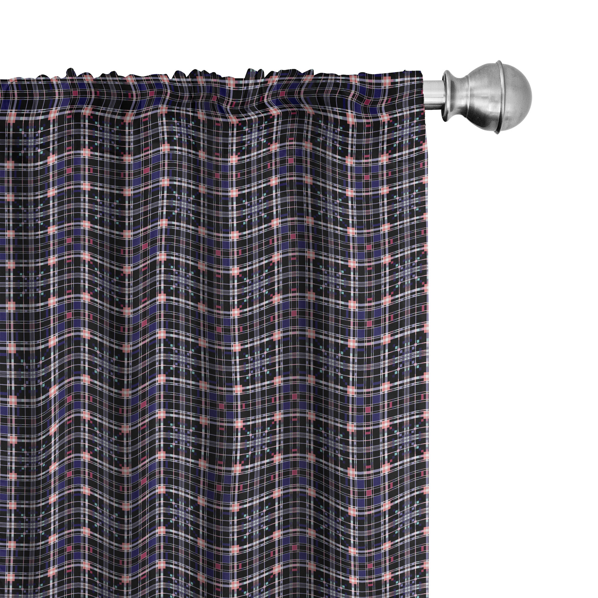 Ambesonne Checkered Curtains, Pink and Blue Tones, Pair of 28"x84 ...