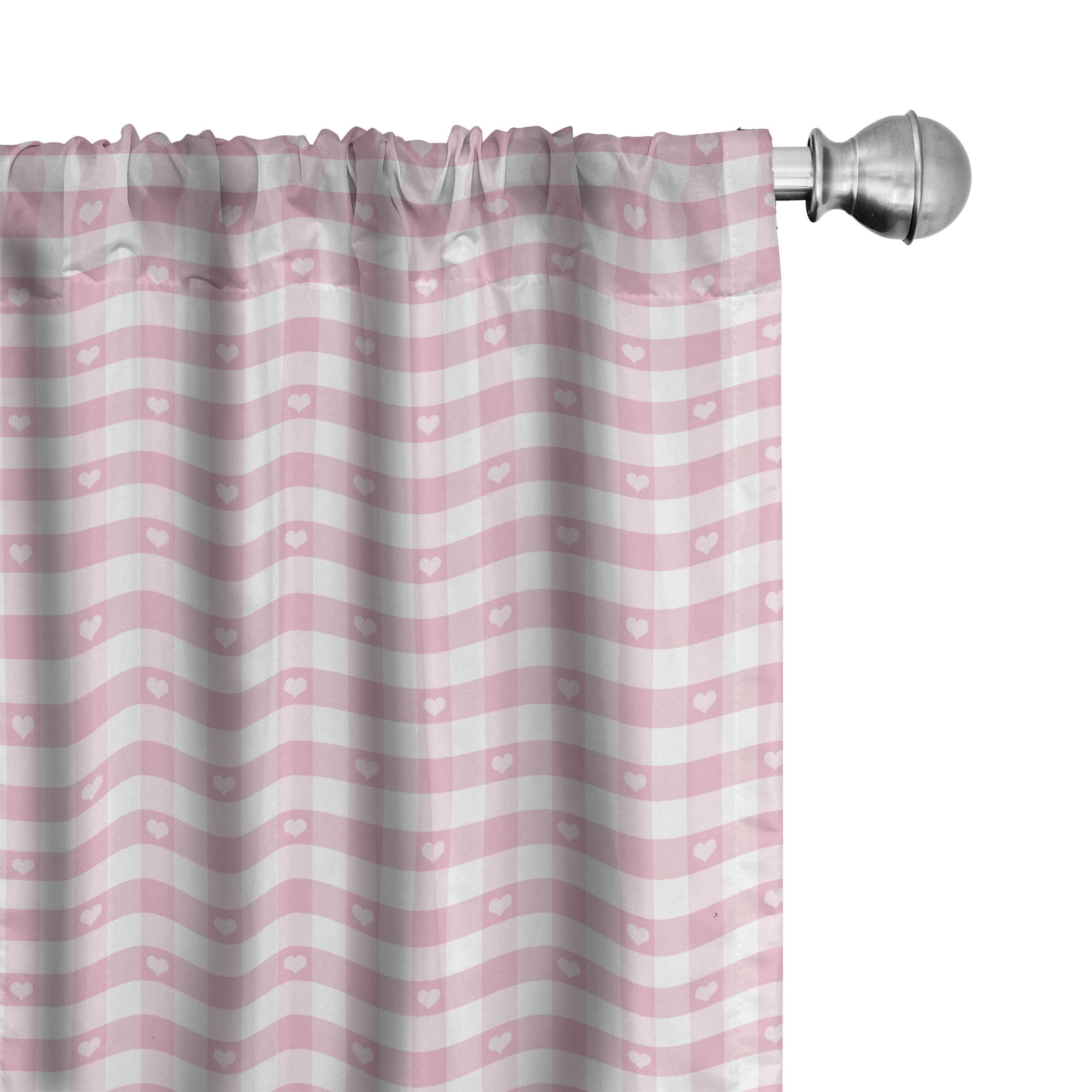 Ambesonne Checkered Curtains, Romantic, Pair of 28"x84", Pale Pink ...