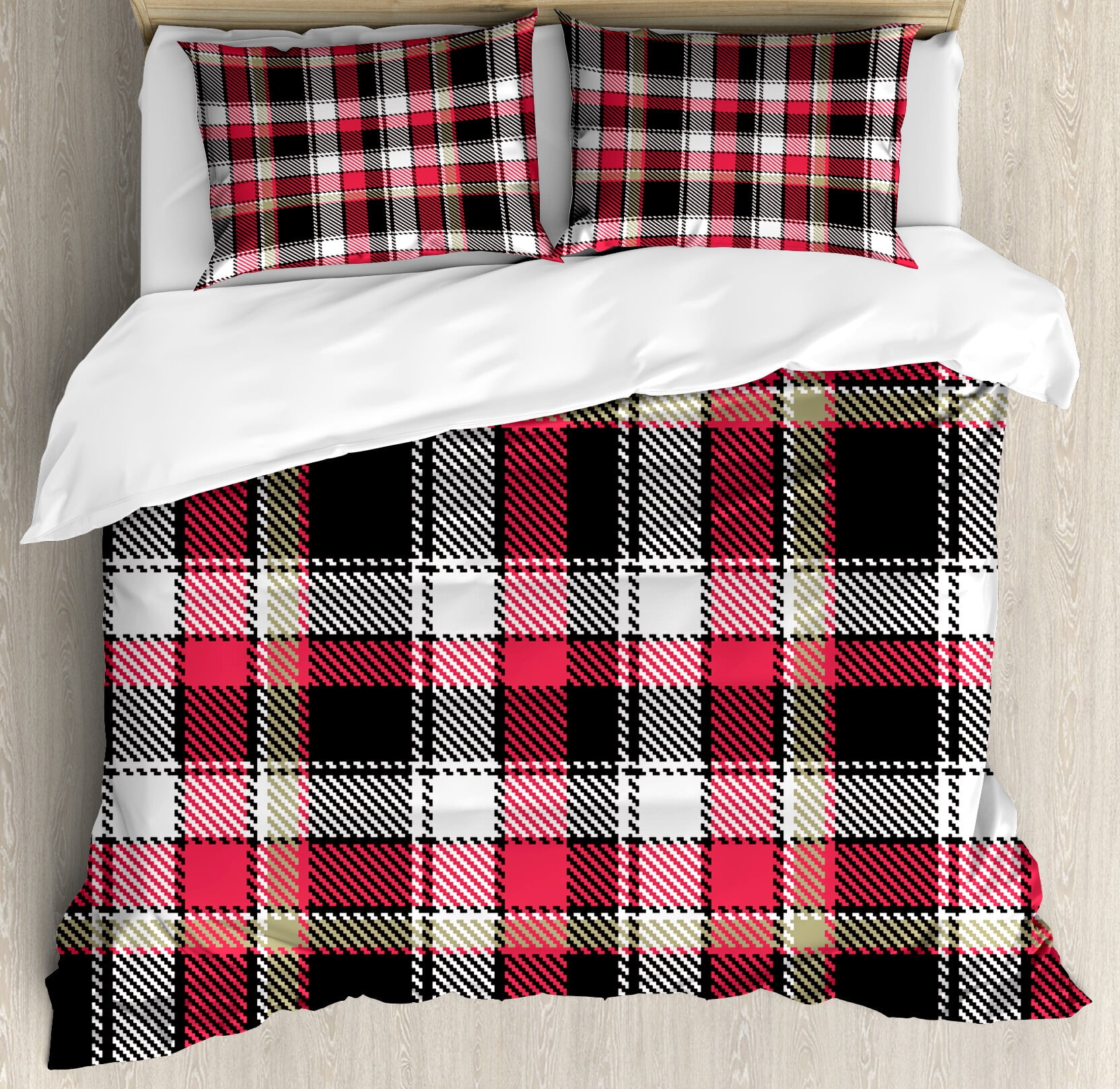 Ambesonne Checkered Duvet Cover Set, Striped Old Fashioned, King, Dark ...